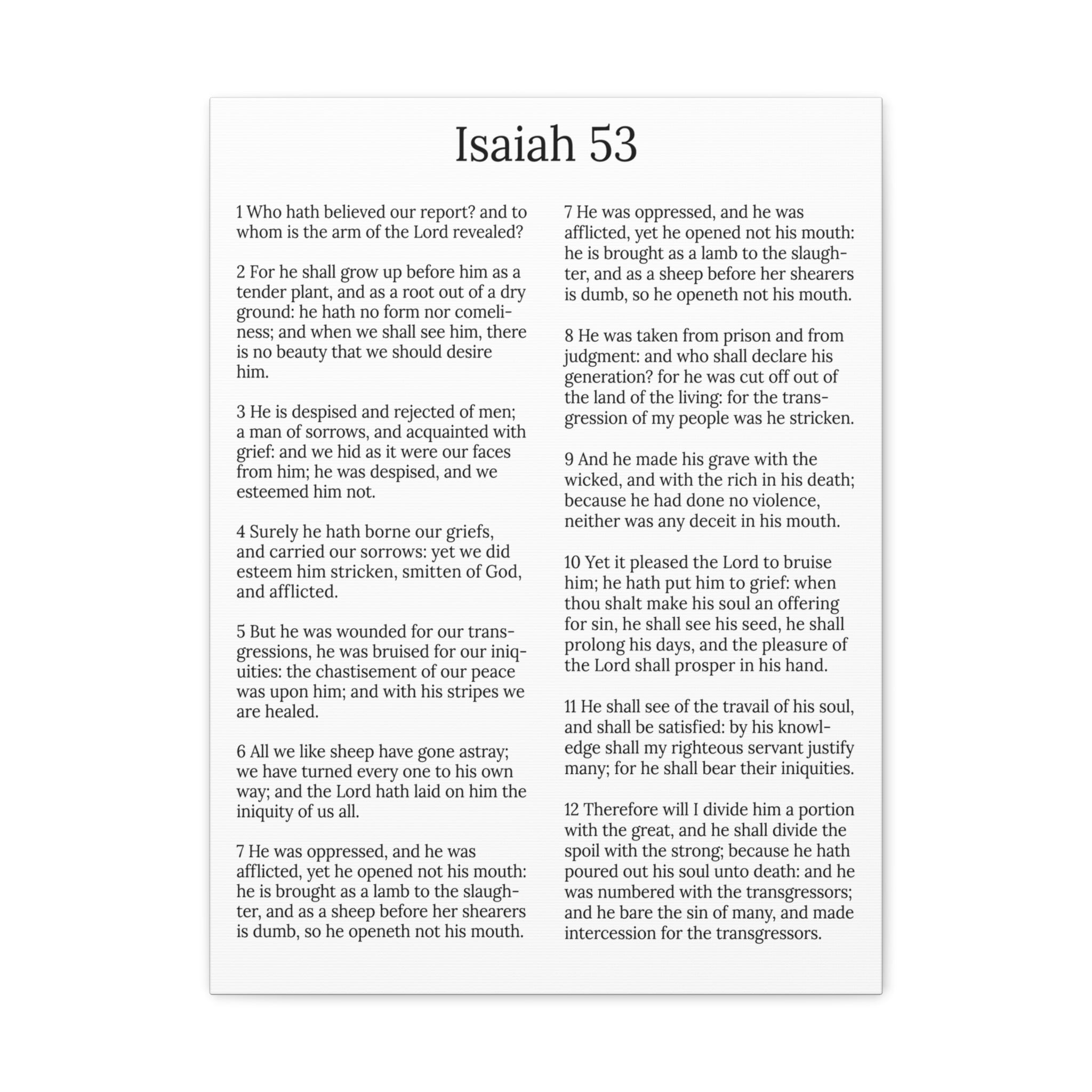 Scripture Walls Isaiah Chapter 53 White Christian Wall Art Print Ready to Hang Unframed ...