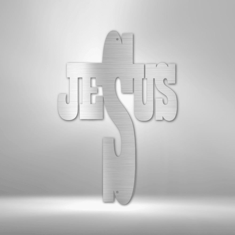 Scripture Walls Jesus Cross Steel Sign Laser Cut Powder Coated Home ...