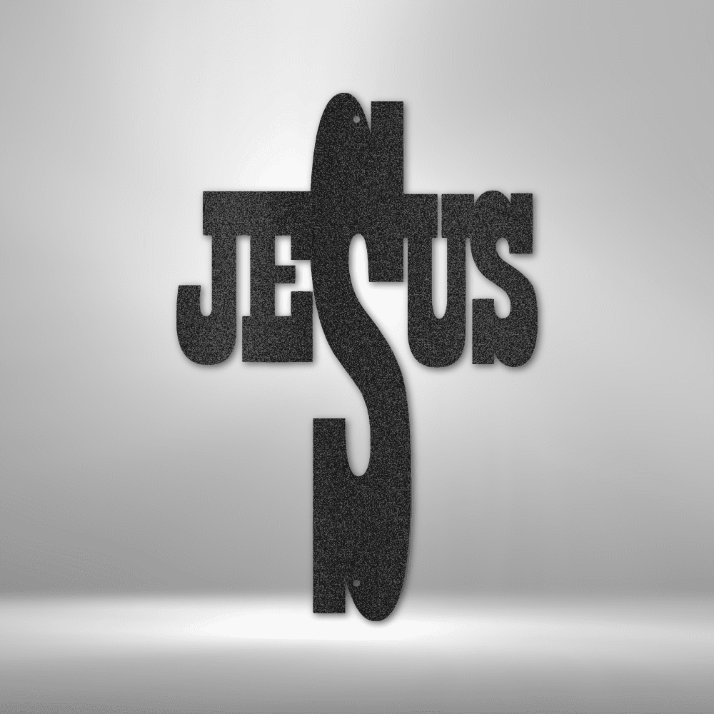 Scripture Walls Jesus Cross Steel Sign Laser Cut Powder Coated Home ...