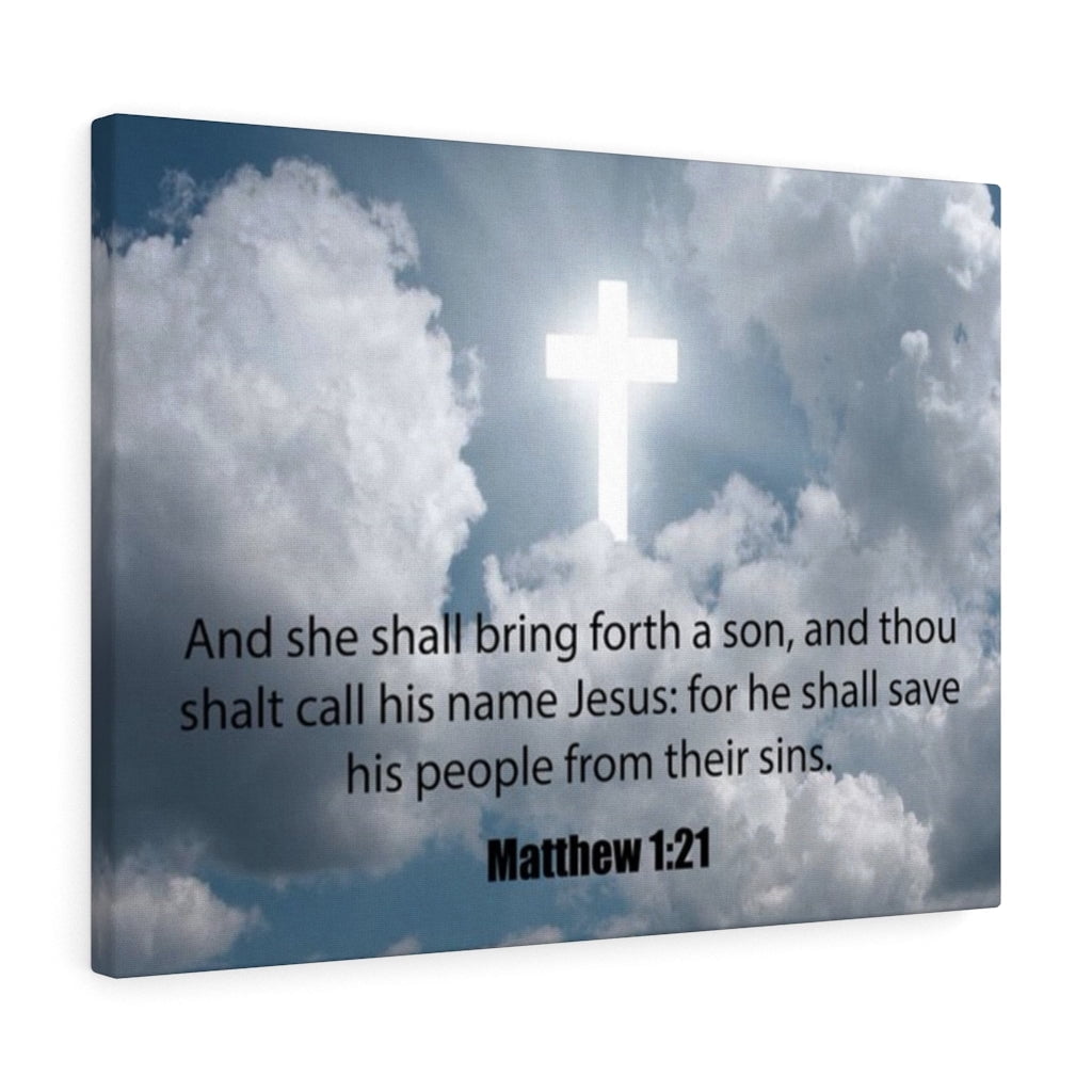 Scripture Walls Jesus Saves Matthew 1:21 Bible Verse Canvas Christian ...