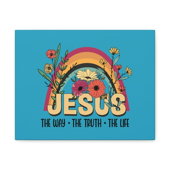 Scripture Walls John 14:6 Jesus Rainbow Flower Bible Verse Canvas ...