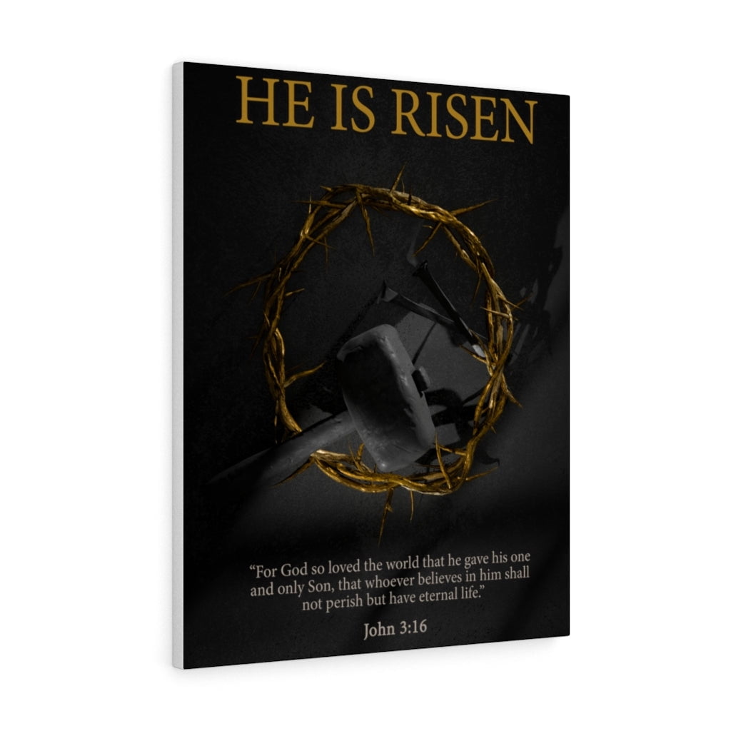 Scripture Walls John 3:16 He Is Risen Bible Verse Canvas Christian Wall Art Ready to Hang ...
