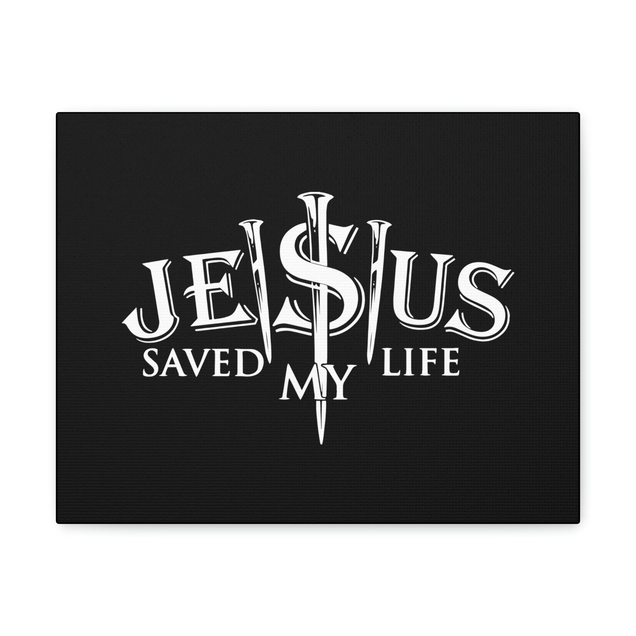 Scripture Walls John 3:16 Jesus Saved My Life Black Bible Verse Canvas ...