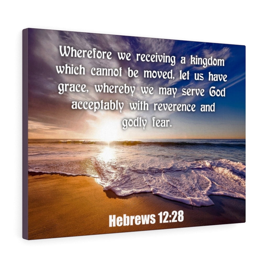 Scripture Walls Kingdom Sea Hebrews 12:28 KJV Bible Verse Canvas Christian Wall Art Ready to ...