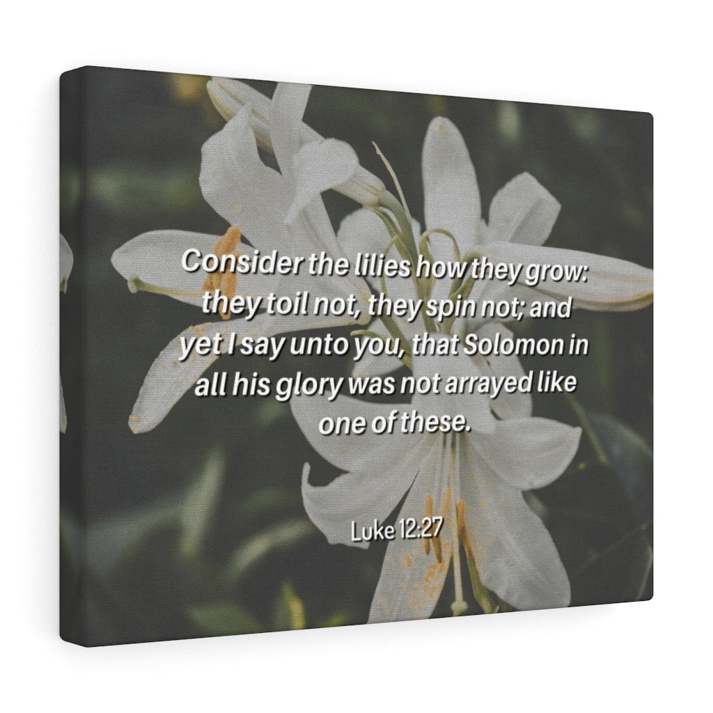 Scripture Walls Lilies Grow Luke 12:27 Bible Verse Canvas Christian ...