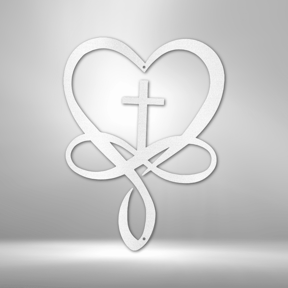 Scripture Walls Love Infinity Cross Steel Sign Laser Cut Powder Coated ...