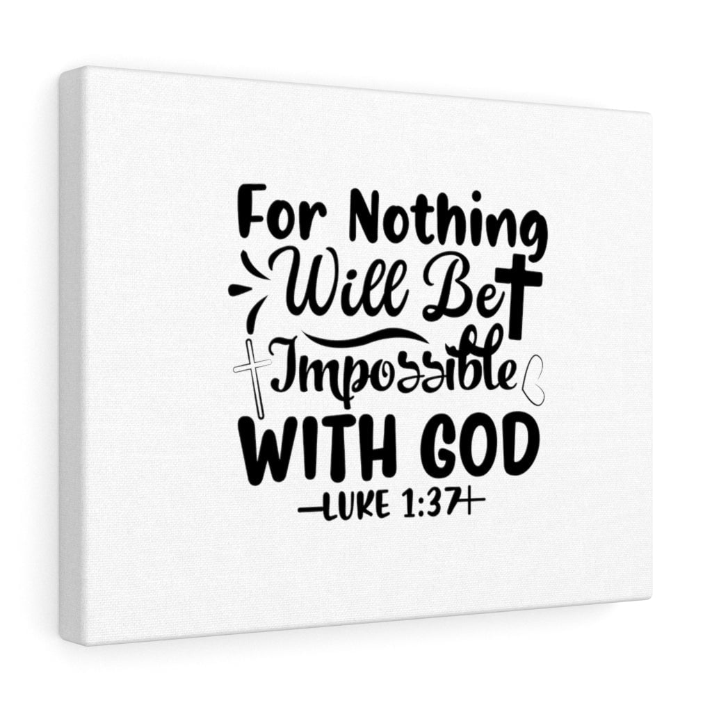 Scripture Walls Luke 1:37 Nothing Impossible Black Bible Verse Canvas ...