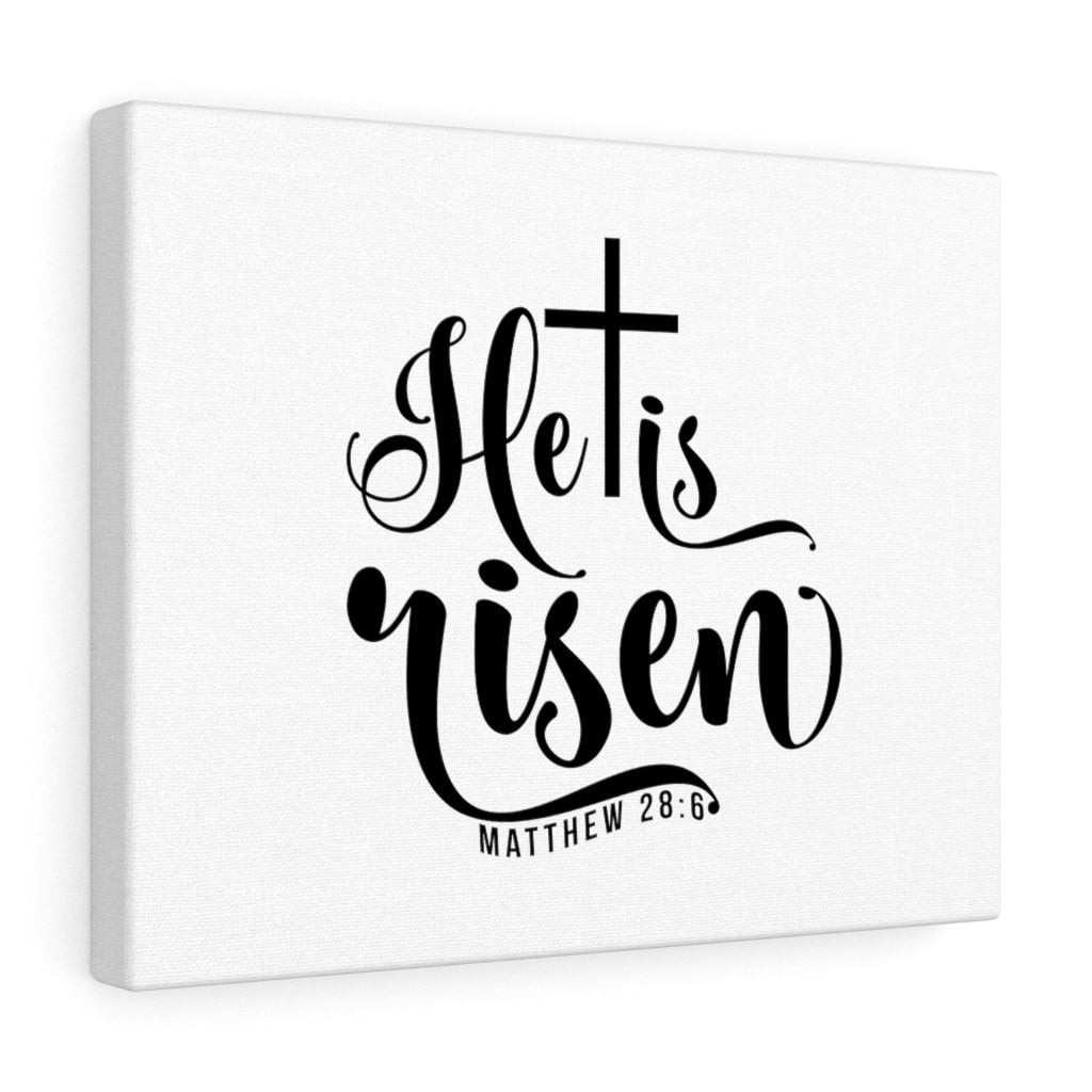Scripture Walls Matthew 28:6 He Is Risen Cross Bible Verse Canvas Christian Wall Art Ready to ...
