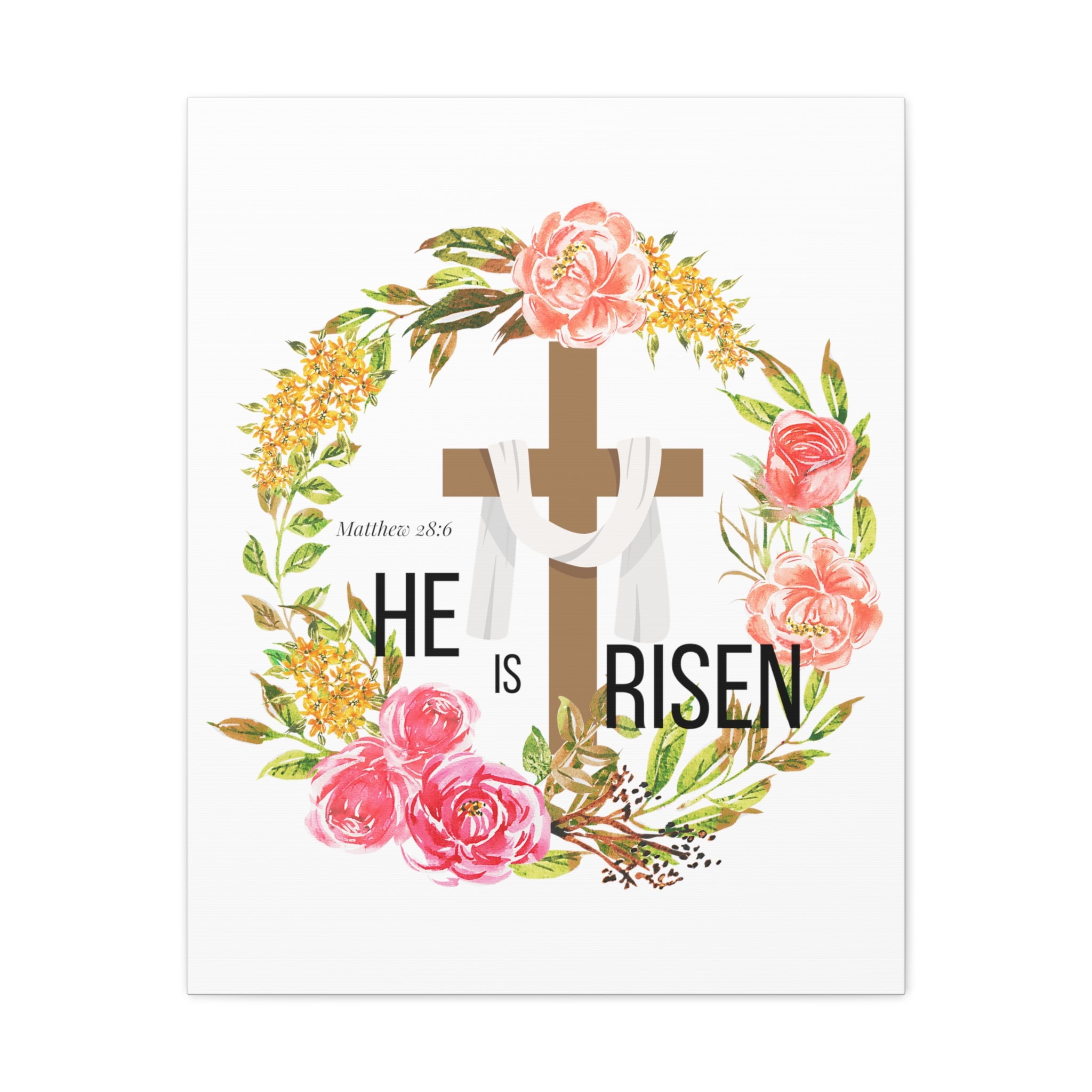 Scripture Walls Matthew 28:6 He Is Risen Floral WreathBible Verse ...