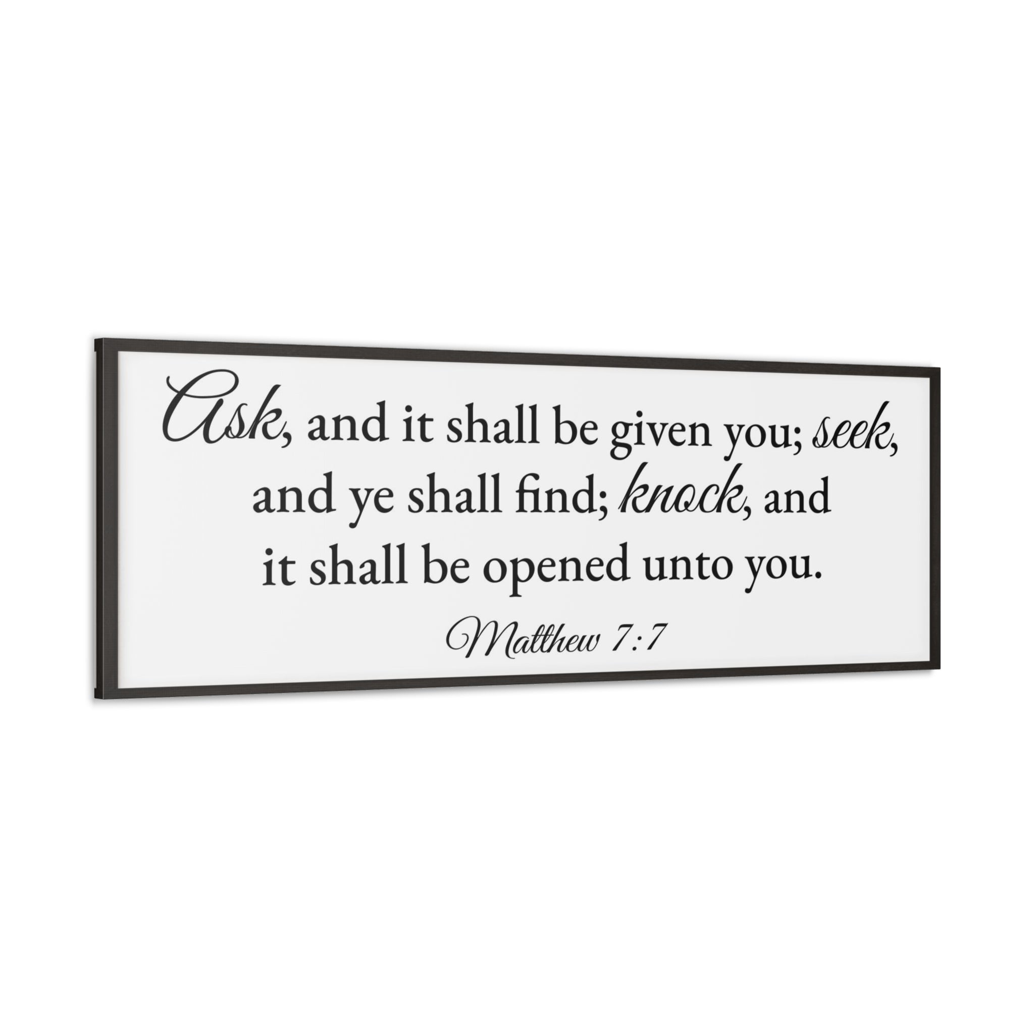 Matthew 7:7 White Bible Verse Canvas Christian Wall Art Ready to Hang ...