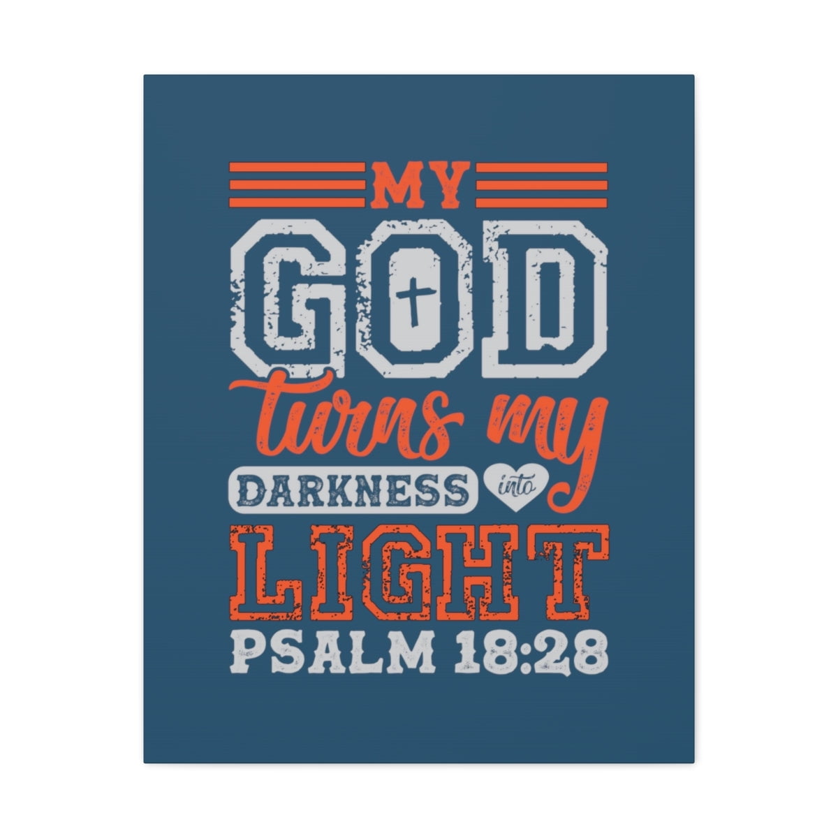 Scripture Walls Psalm 18:28 Dark Blue My God Wins Bible Verse Canvas ...