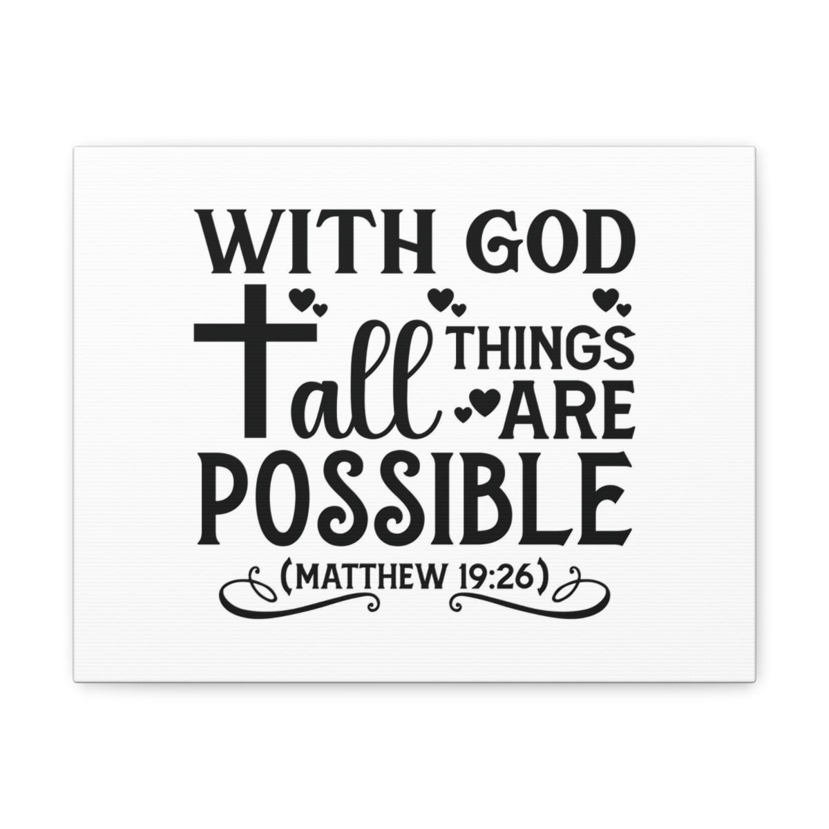 Scripture Walls Possible Matthew 19:26 Cross Heart Bible Verse Canvas Christian Wall Art Ready ...