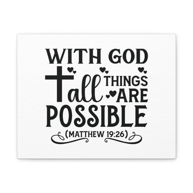 Scripture Walls Possible Matthew 19:26 Cross Heart Bible Verse Canvas Christian Wall Art Ready ...