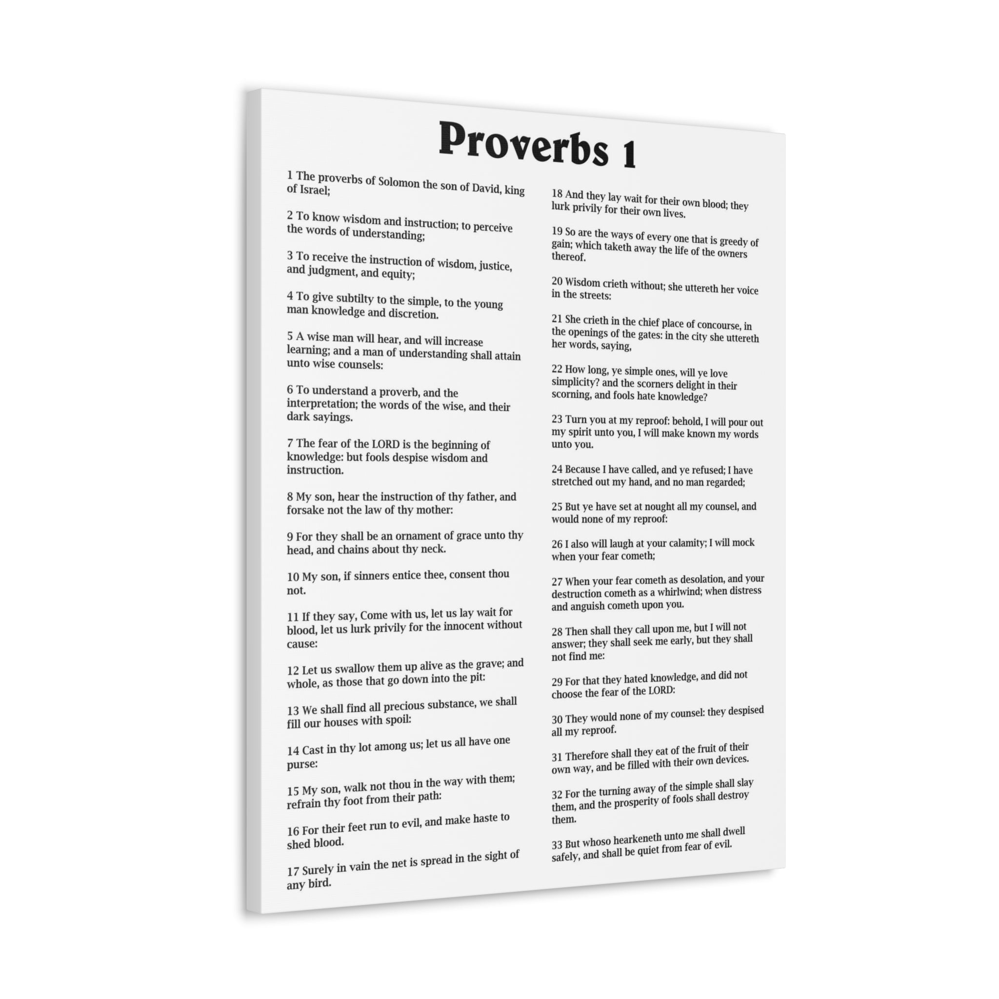 Scripture Walls Proverbs 1 Chapter White Bible Canvas Christian Wall ...