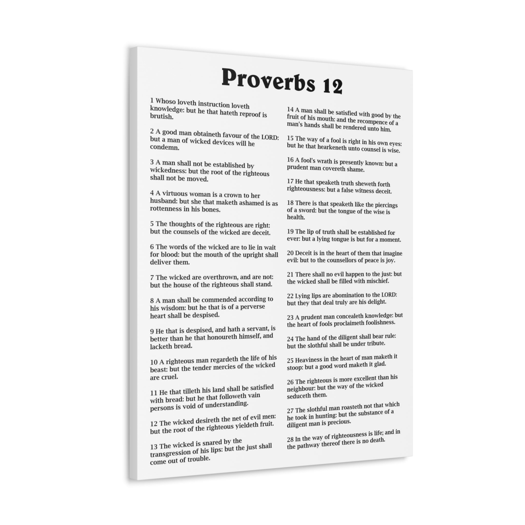 Scripture Walls Proverbs 12 Chapter White Bible Canvas Christian Wall ...