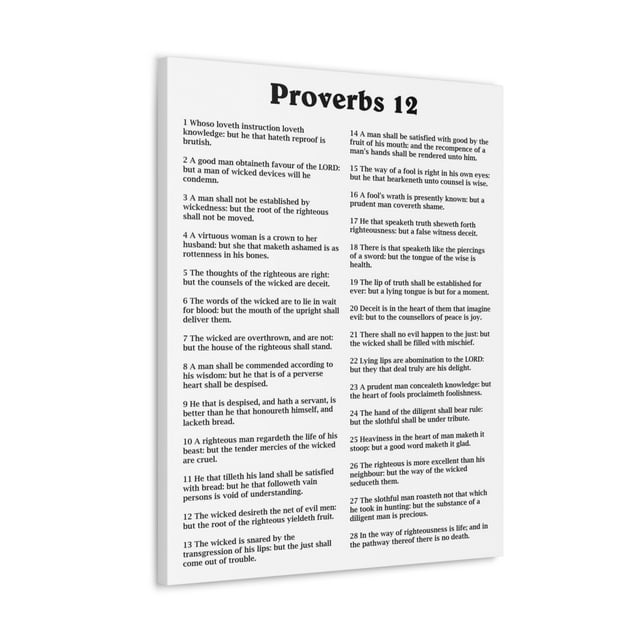 Scripture Walls Proverbs 12 Chapter White Bible Canvas Christian Wall Art Ready to Hang Unframed ...