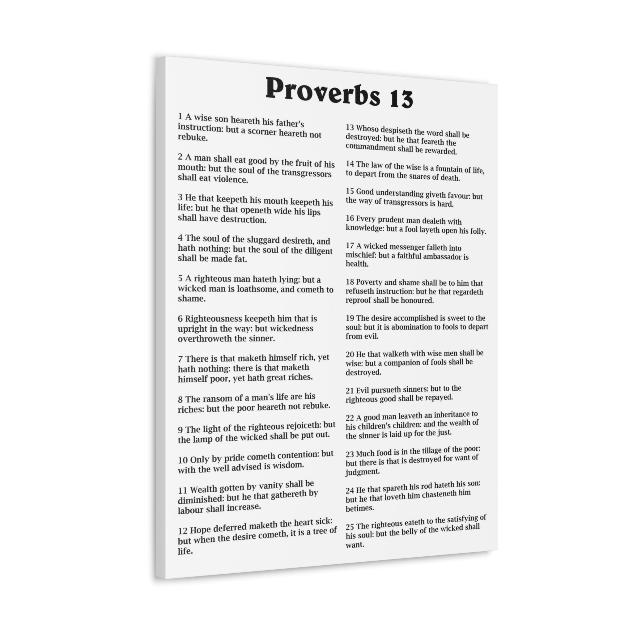 Scripture Walls Proverbs 13 Chapter White Bible Canvas Christian Wall ...