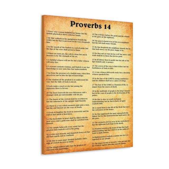 Scripture Walls Proverbs 14 Chapter Gold Bible Canvas Christian Wall Art Ready to Hang Unframed ...