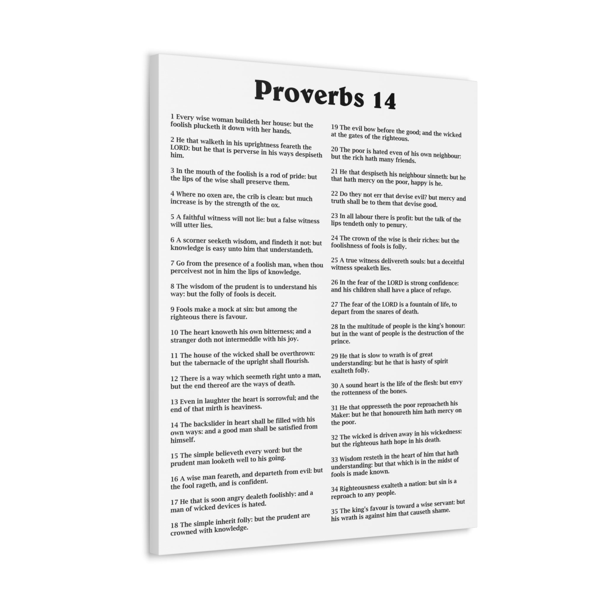 Scripture Walls Proverbs 14 Chapter White Bible Canvas Christian Wall Art Ready to Hang Unframed ...