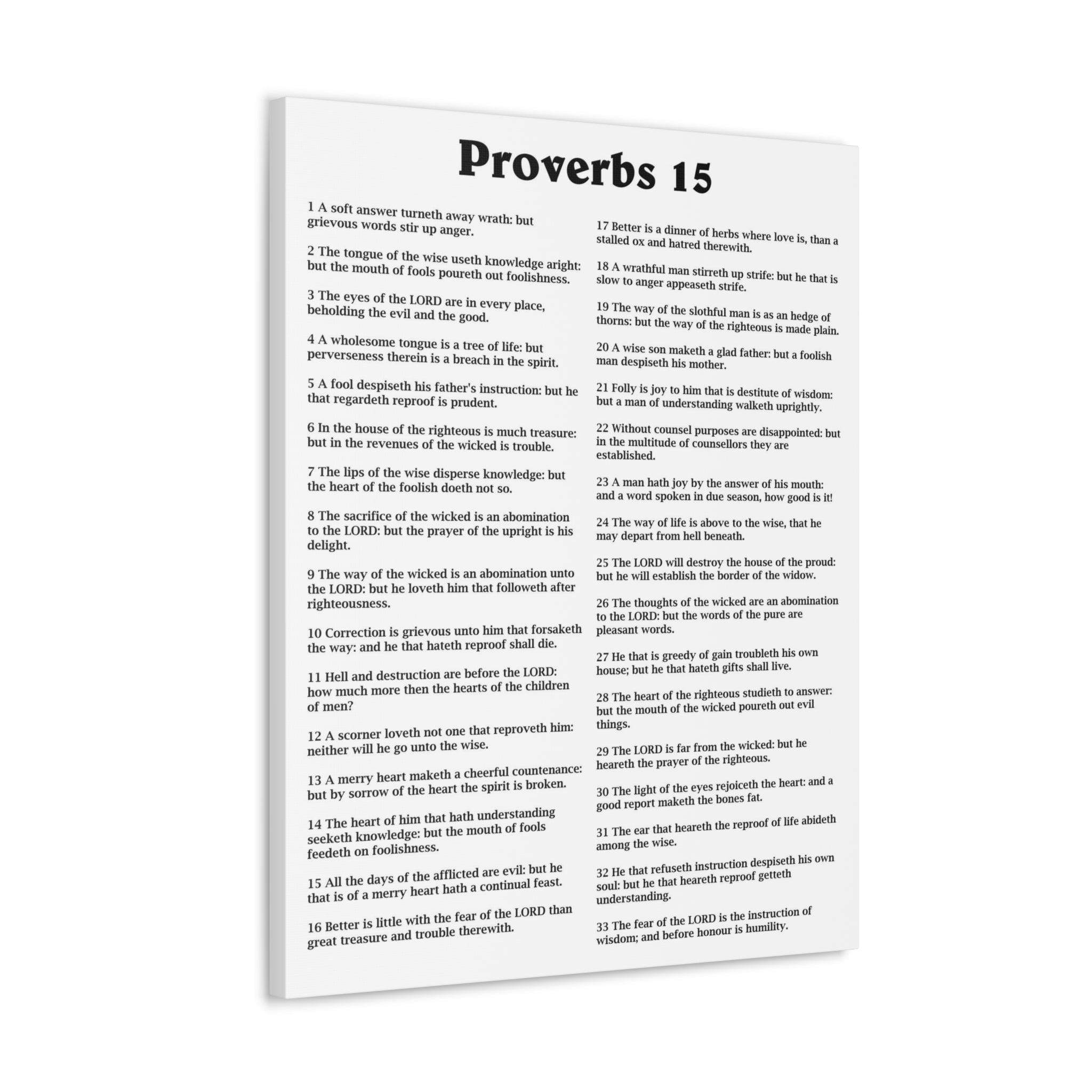 Scripture Walls Proverbs 15 Chapter White Bible Canvas Christian Wall ...