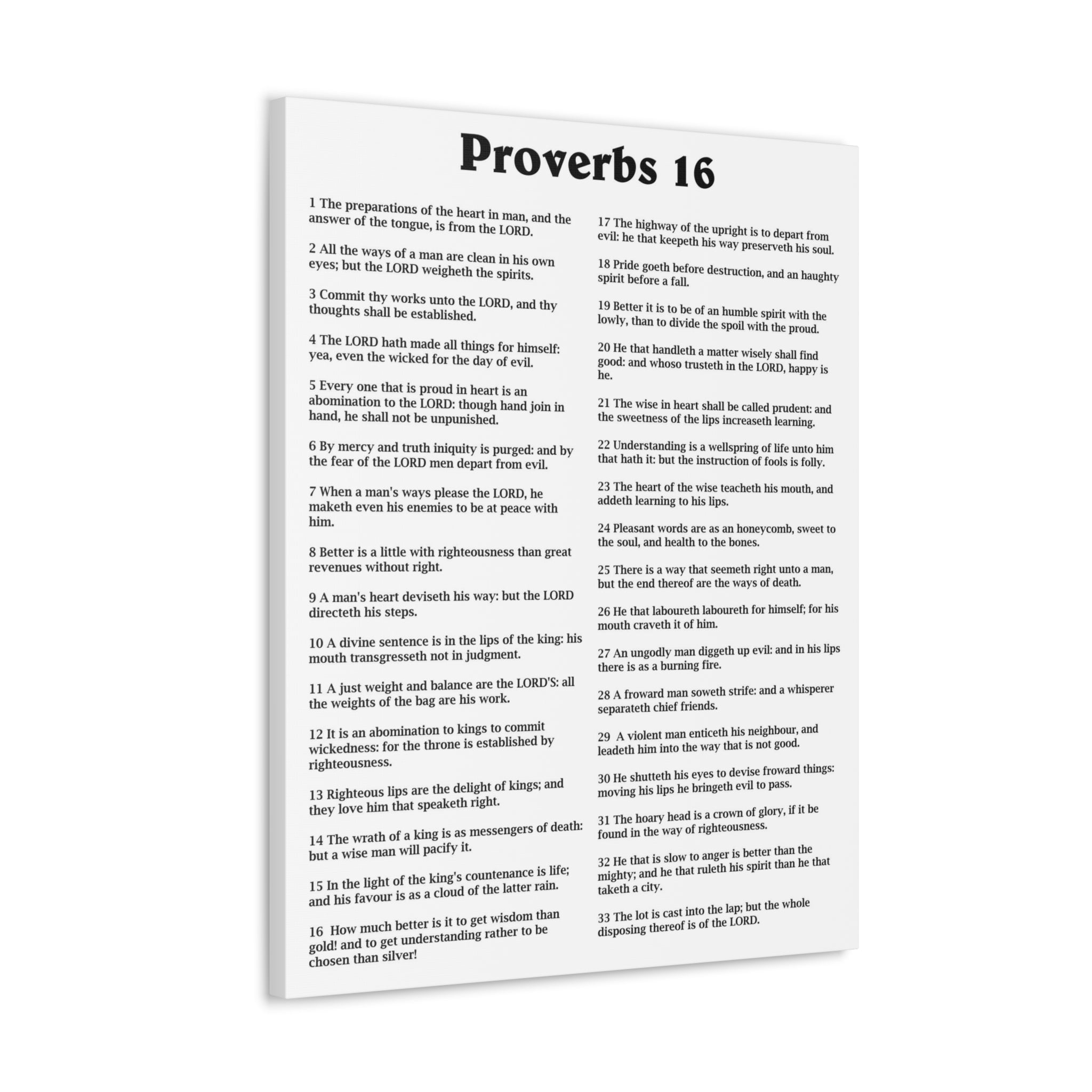 Scripture Walls Proverbs 16 Chapter White Bible Canvas Christian Wall ...