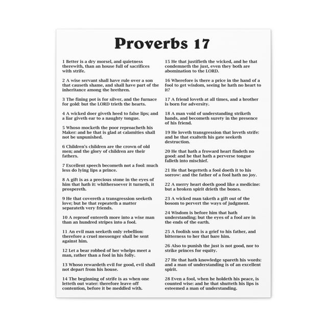Scripture Walls Proverbs 17 Chapter White Bible Canvas Christian Wall ...