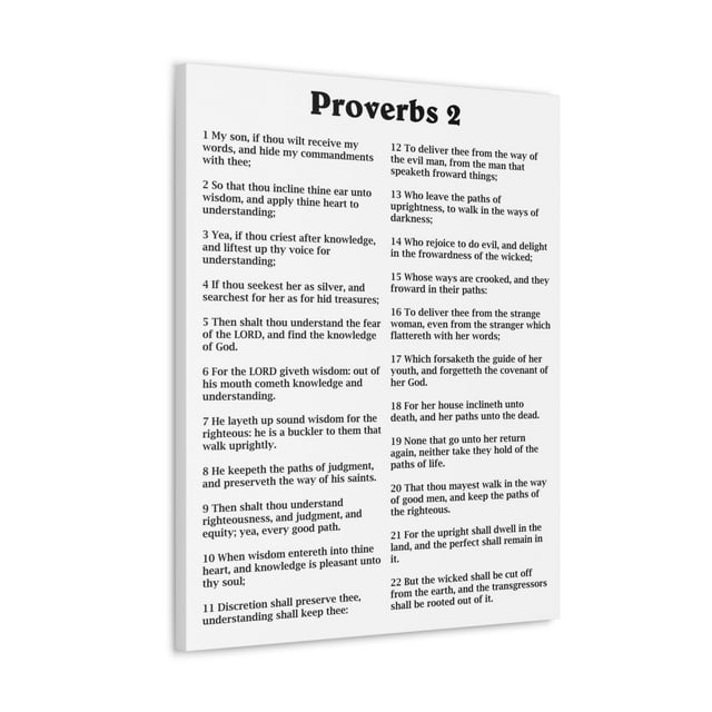 Scripture Walls Proverbs 2 Chapter White Bible Canvas Christian Wall ...