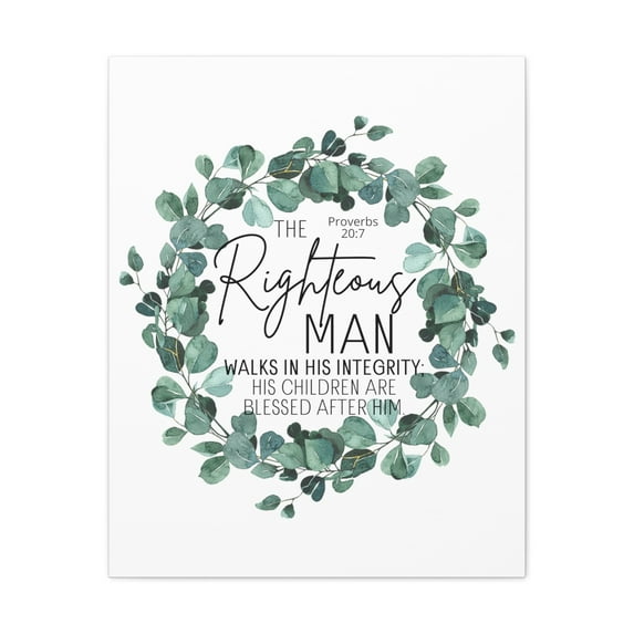 Scripture Walls Proverbs 20:7 The Righteous Man Bible Verse Canvas ...