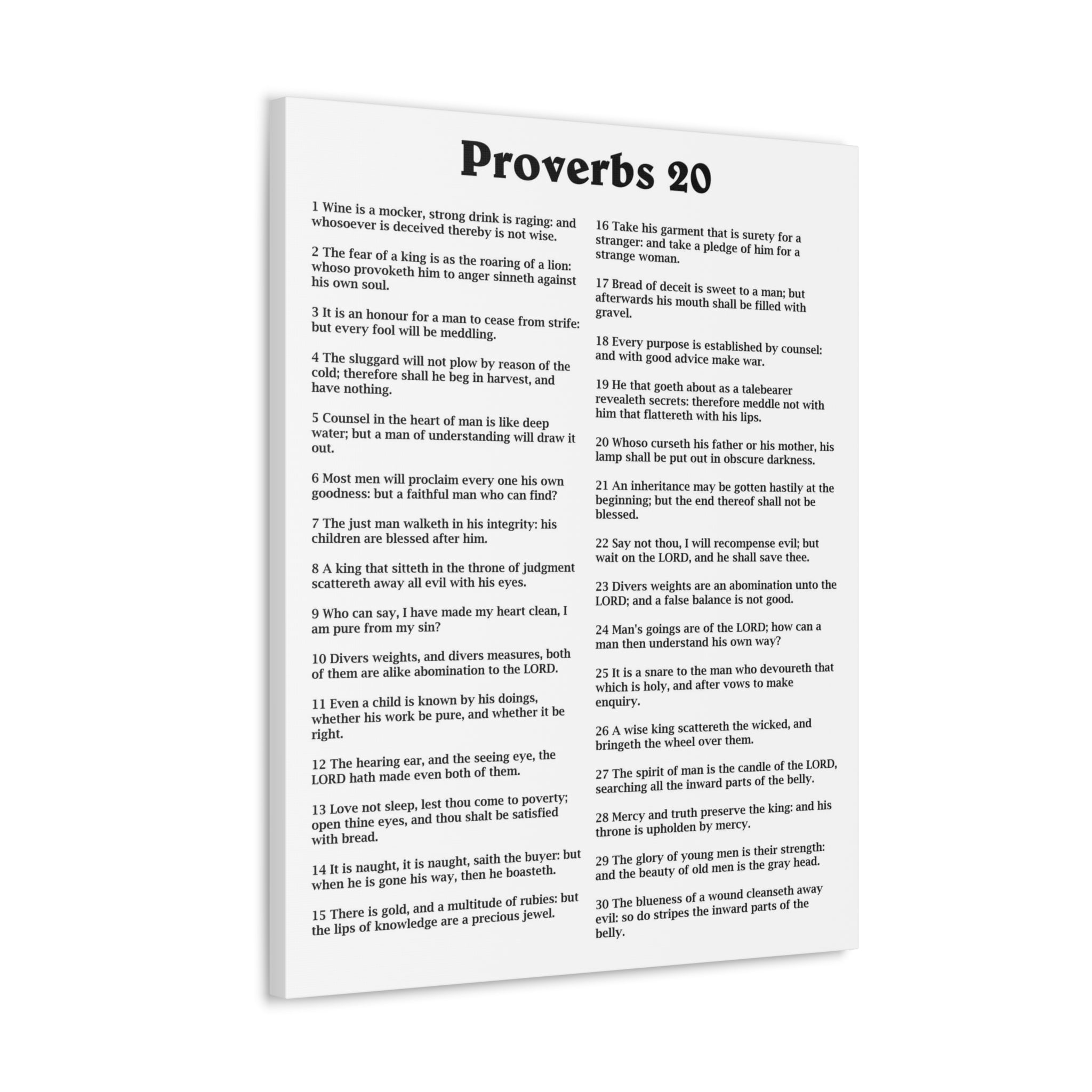 Scripture Walls Proverbs 20 Chapter White Bible Canvas Christian Wall ...