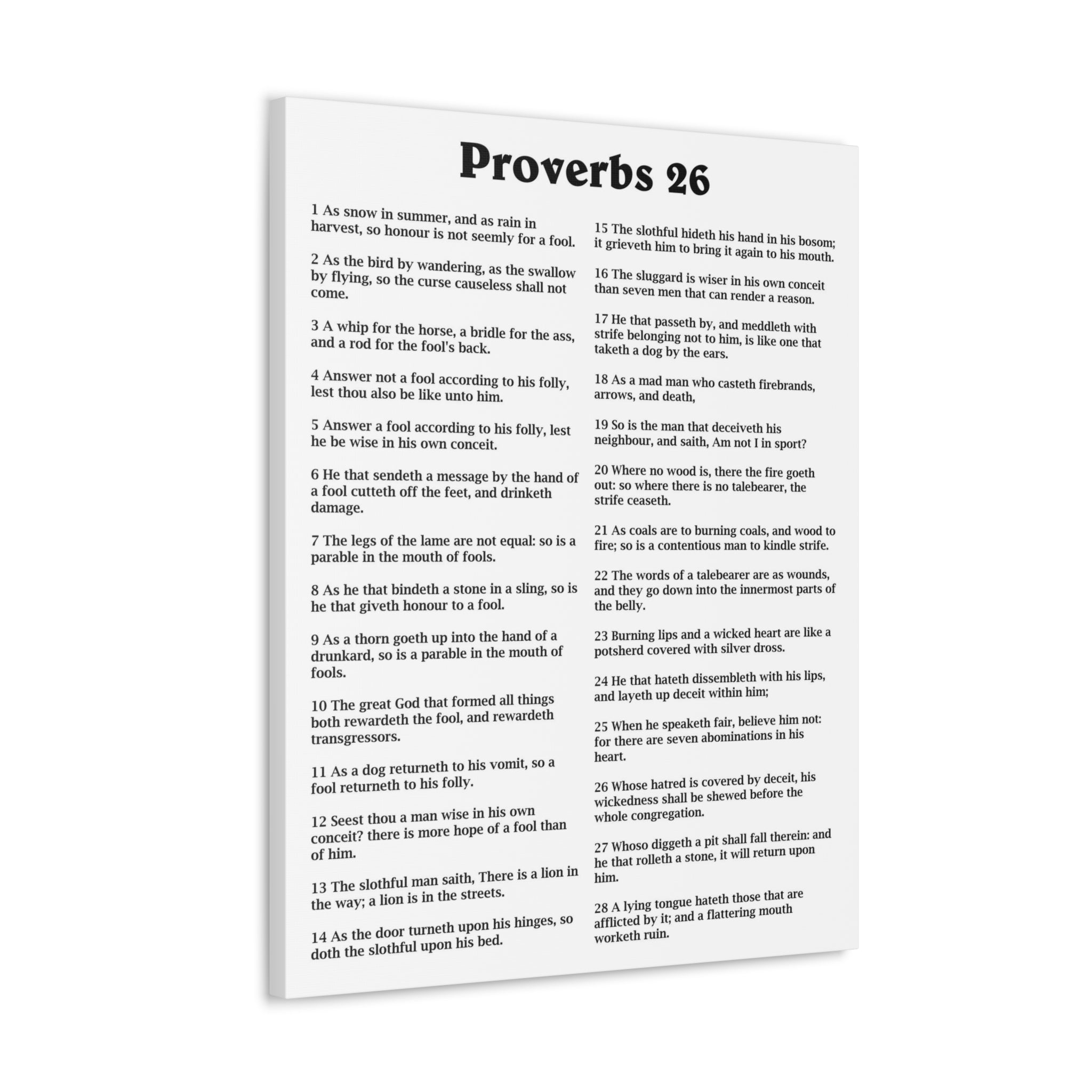 Scripture Walls Proverbs 26 Chapter White Bible Canvas Christian Wall ...
