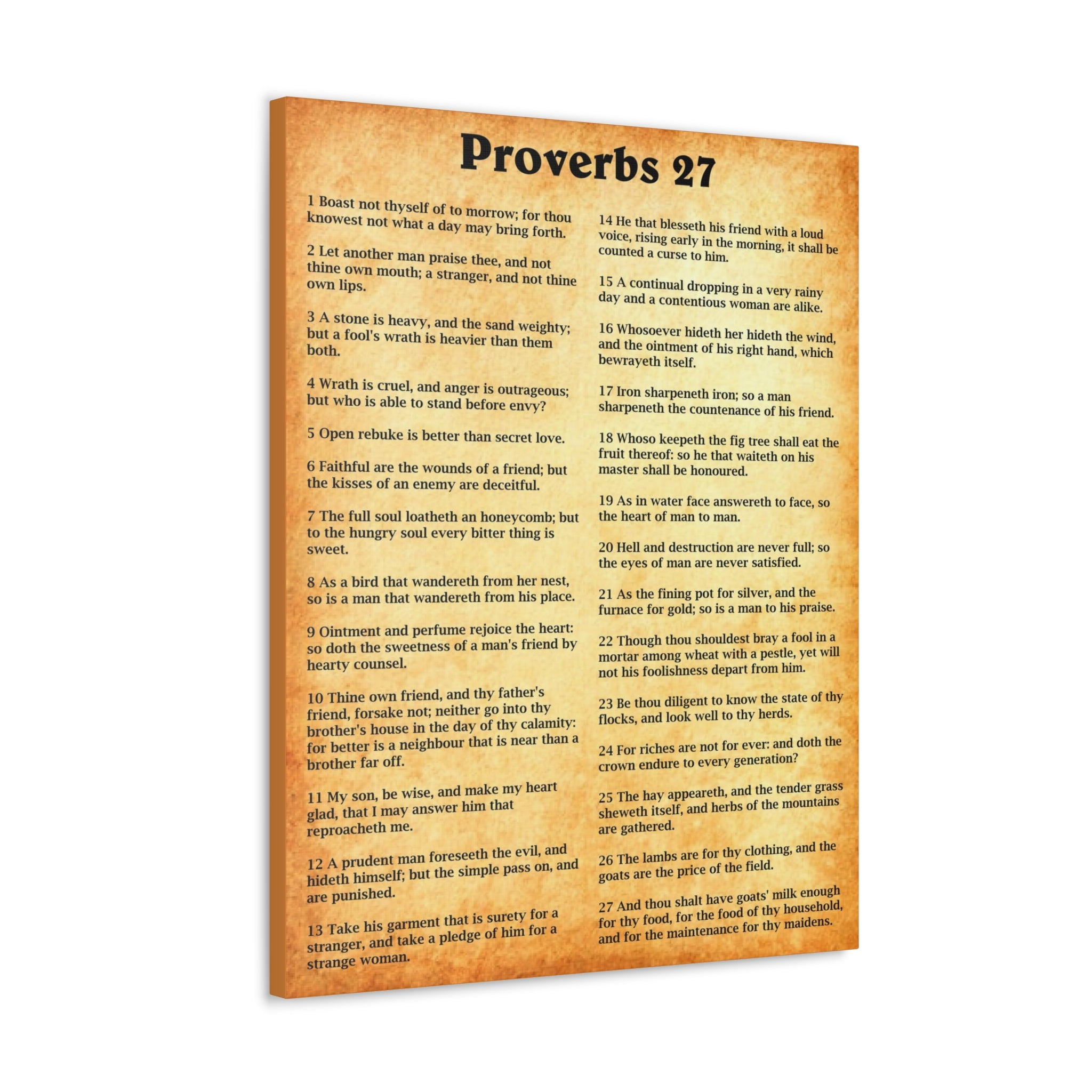 Scripture Walls Proverbs 27 Chapter Gold Bible Canvas Christian Wall Art Ready to Hang Unframed ...