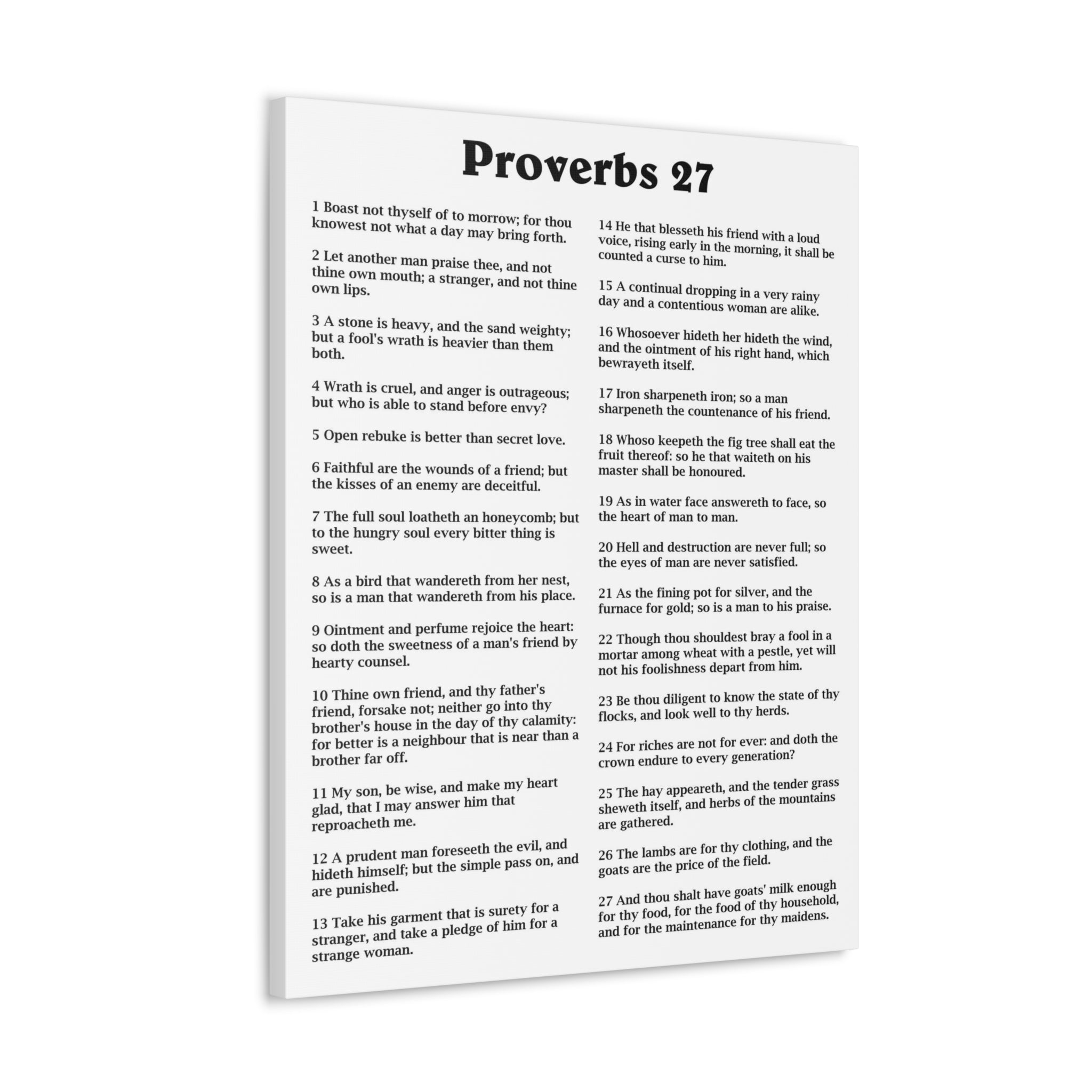 Scripture Walls Proverbs 27 Chapter White Bible Canvas Christian Wall Art Ready to Hang Unframed ...