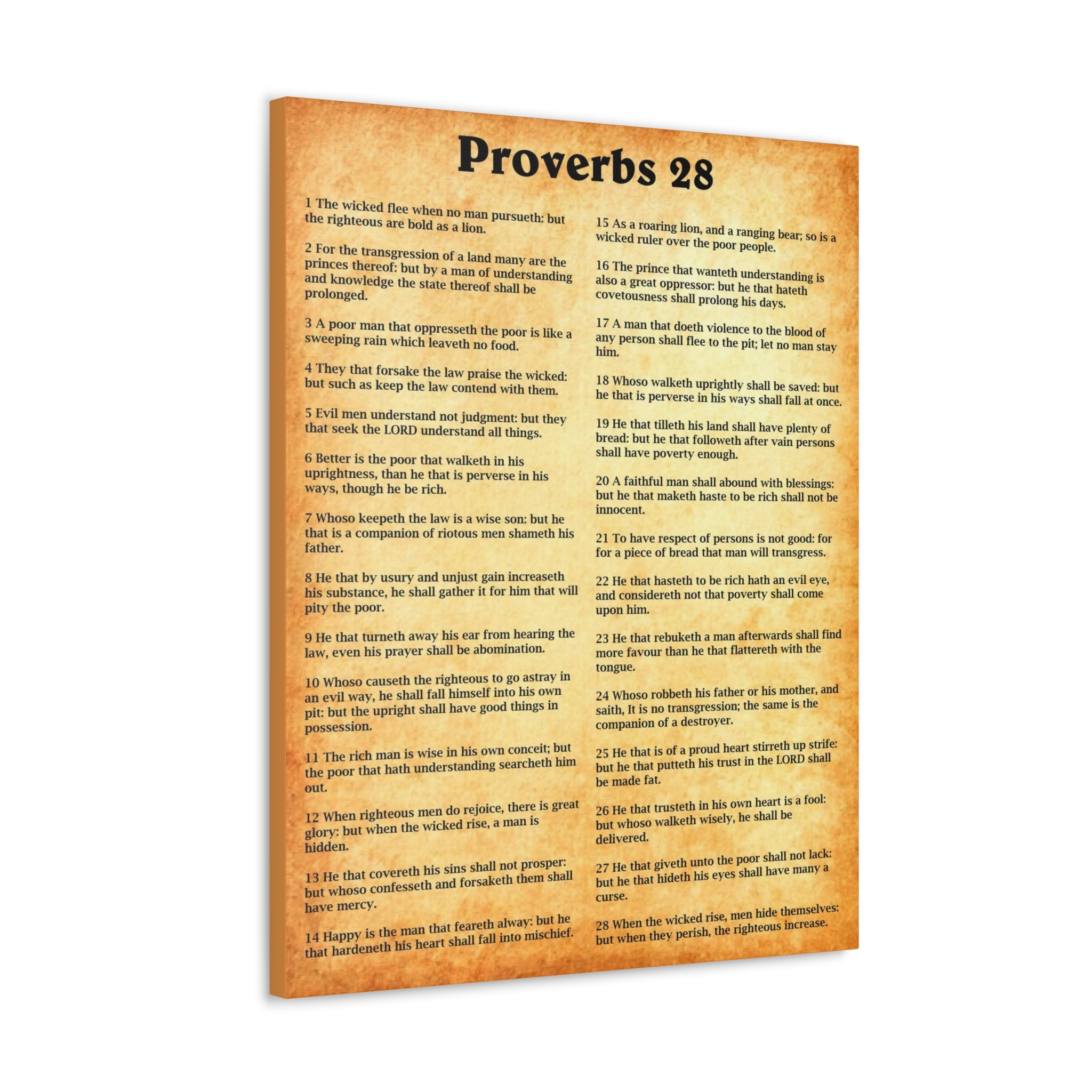 Scripture Walls Proverbs 28 Chapter Gold Bible Canvas Christian Wall ...