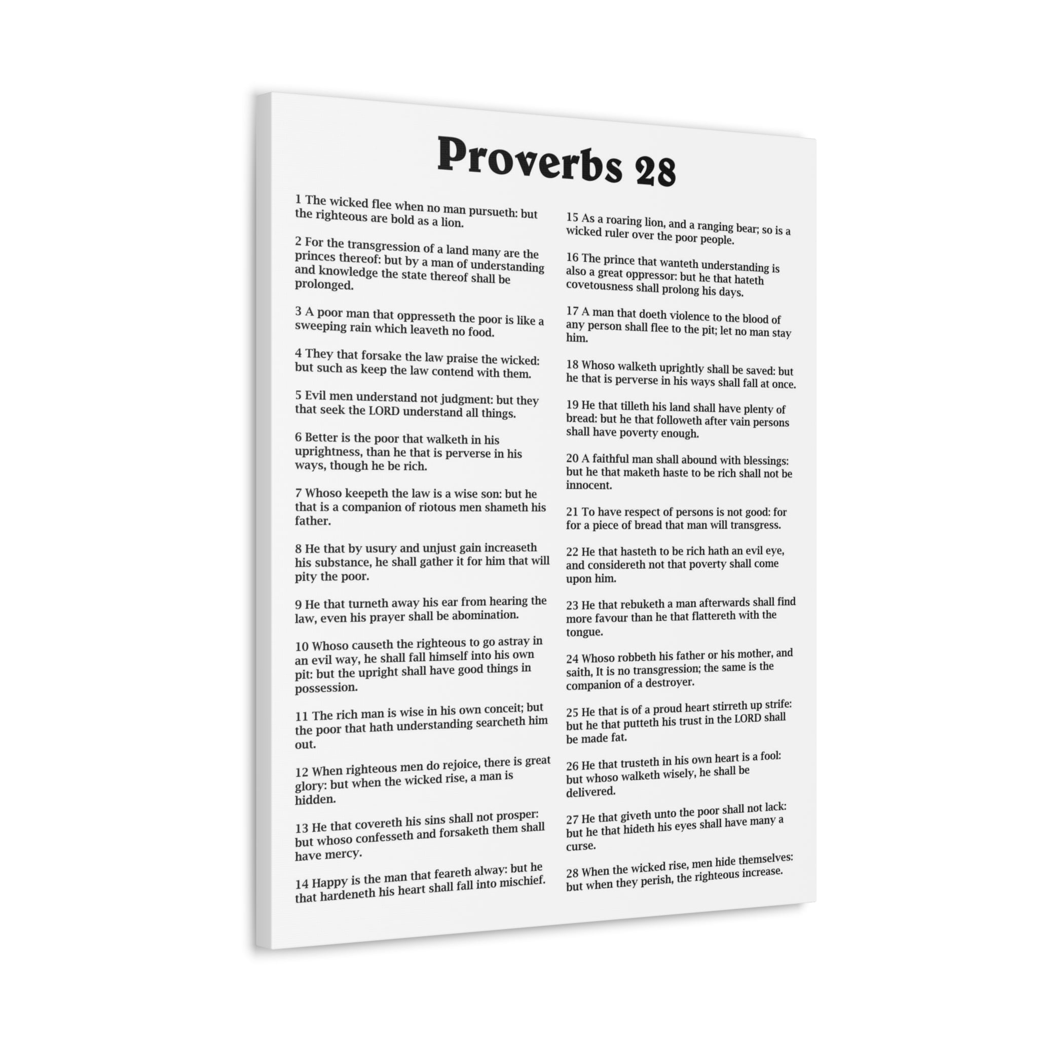 Scripture Walls Proverbs 28 Chapter White Bible Canvas Christian Wall ...