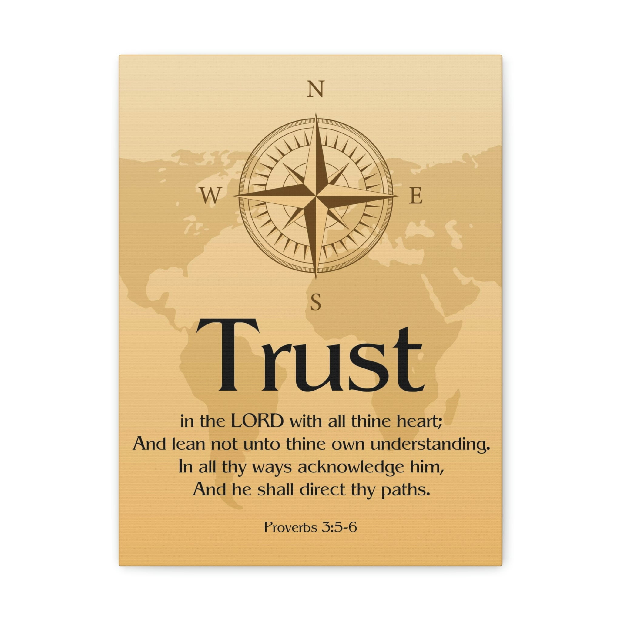 Scripture Walls Proverbs 3:6 Compass Brown Bible Verse Chapter Canvas ...