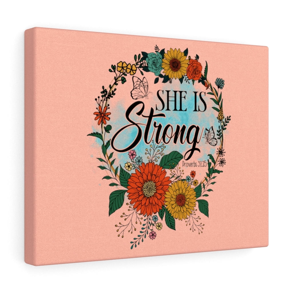 Scripture Walls Proverbs 31:25 She Is Strong Peach Bible Verse Canvas ...