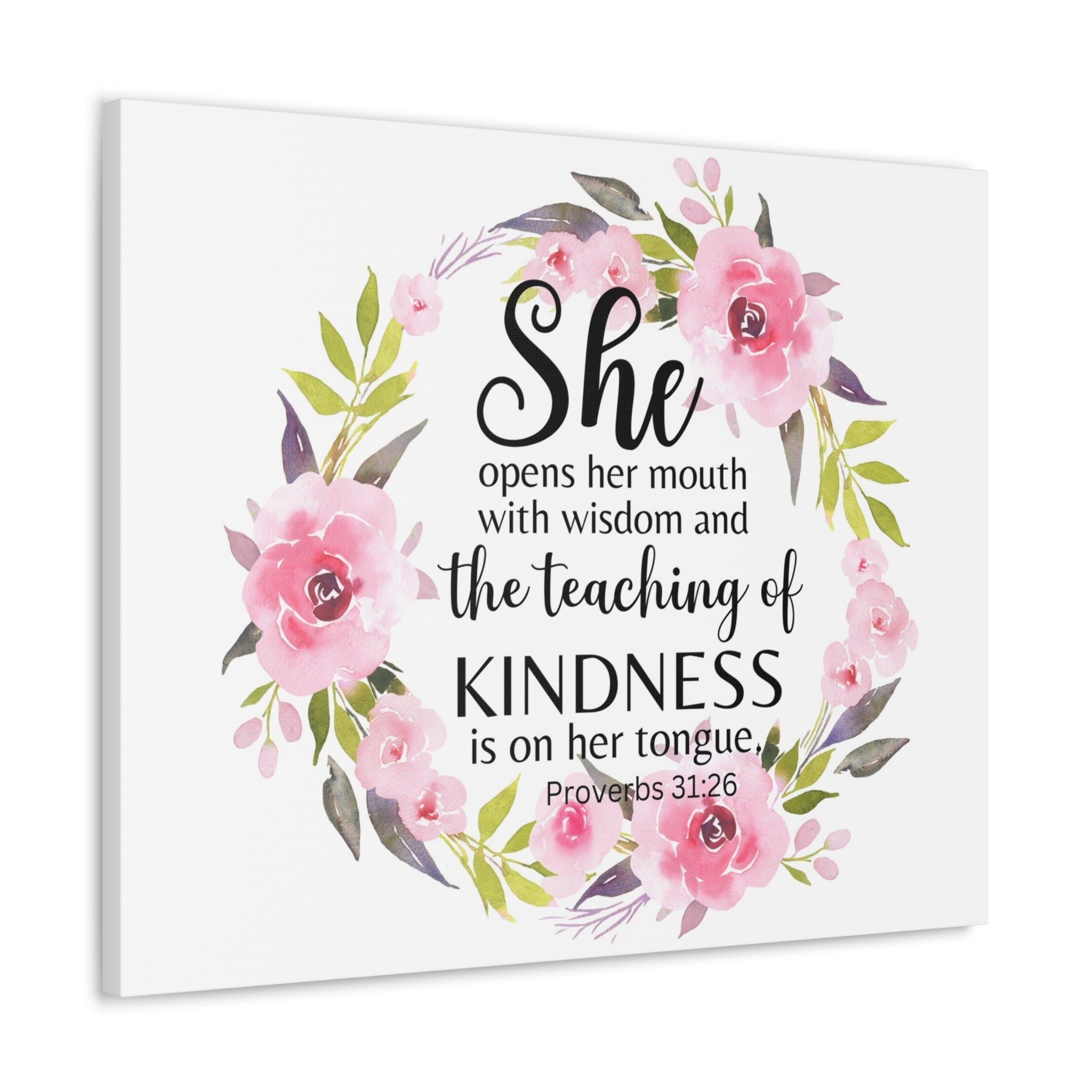 Scripture Walls Proverbs 31:26 She Teaches Kindness Bible Verse Canvas ...