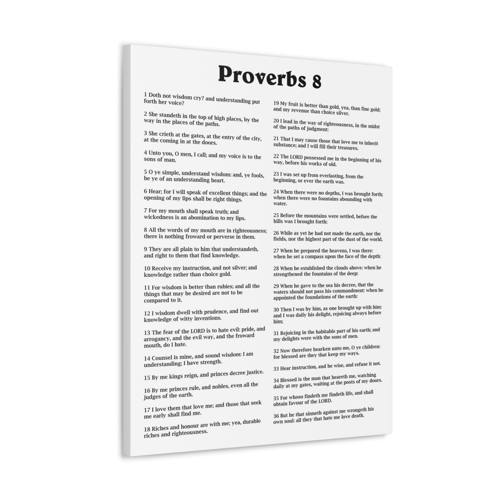 Scripture Walls Proverbs 8 Chapter White Bible Canvas Christian Wall ...