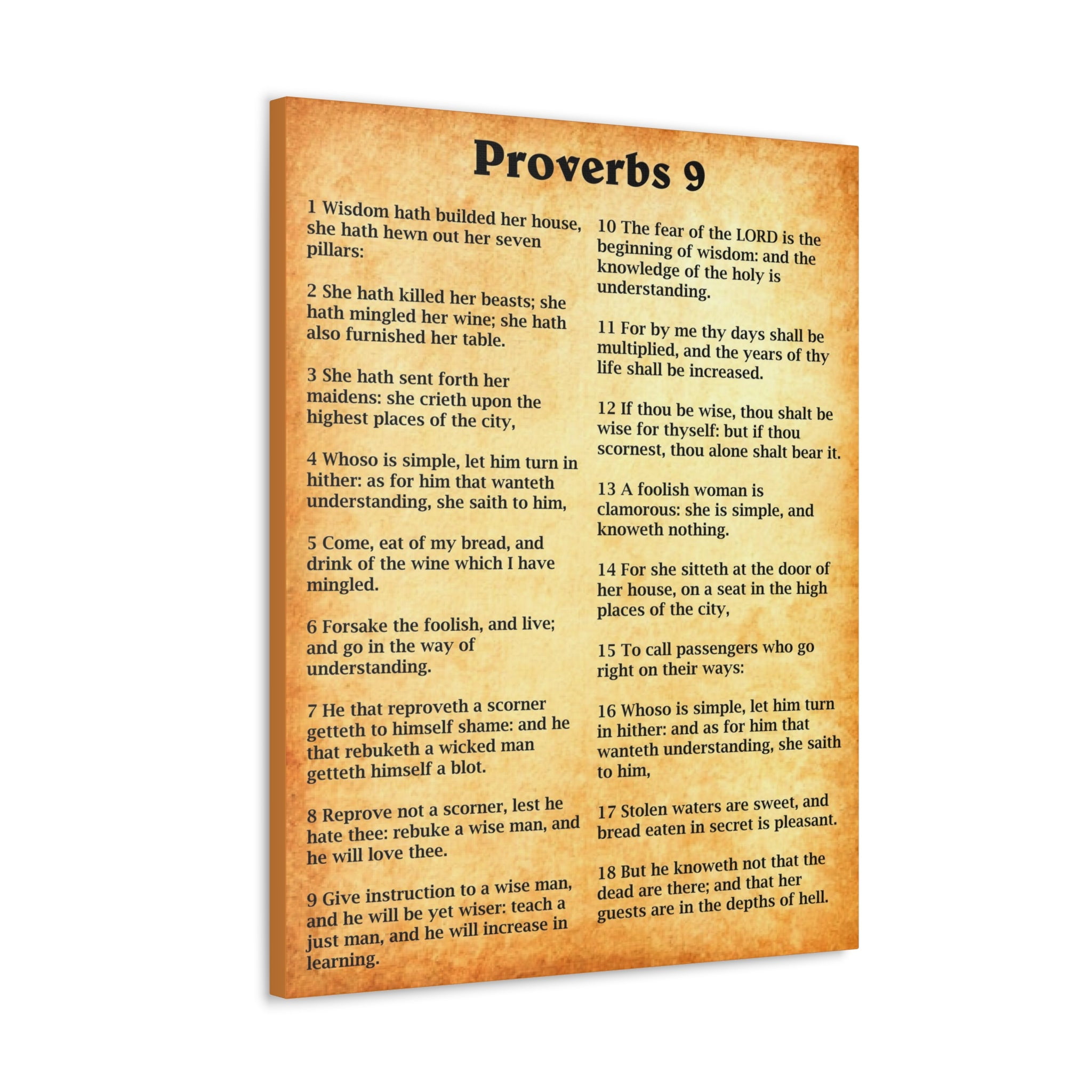 Scripture Walls Proverbs 9 Chapter Gold Bible Canvas Christian Wall Art Ready to Hang Unframed ...