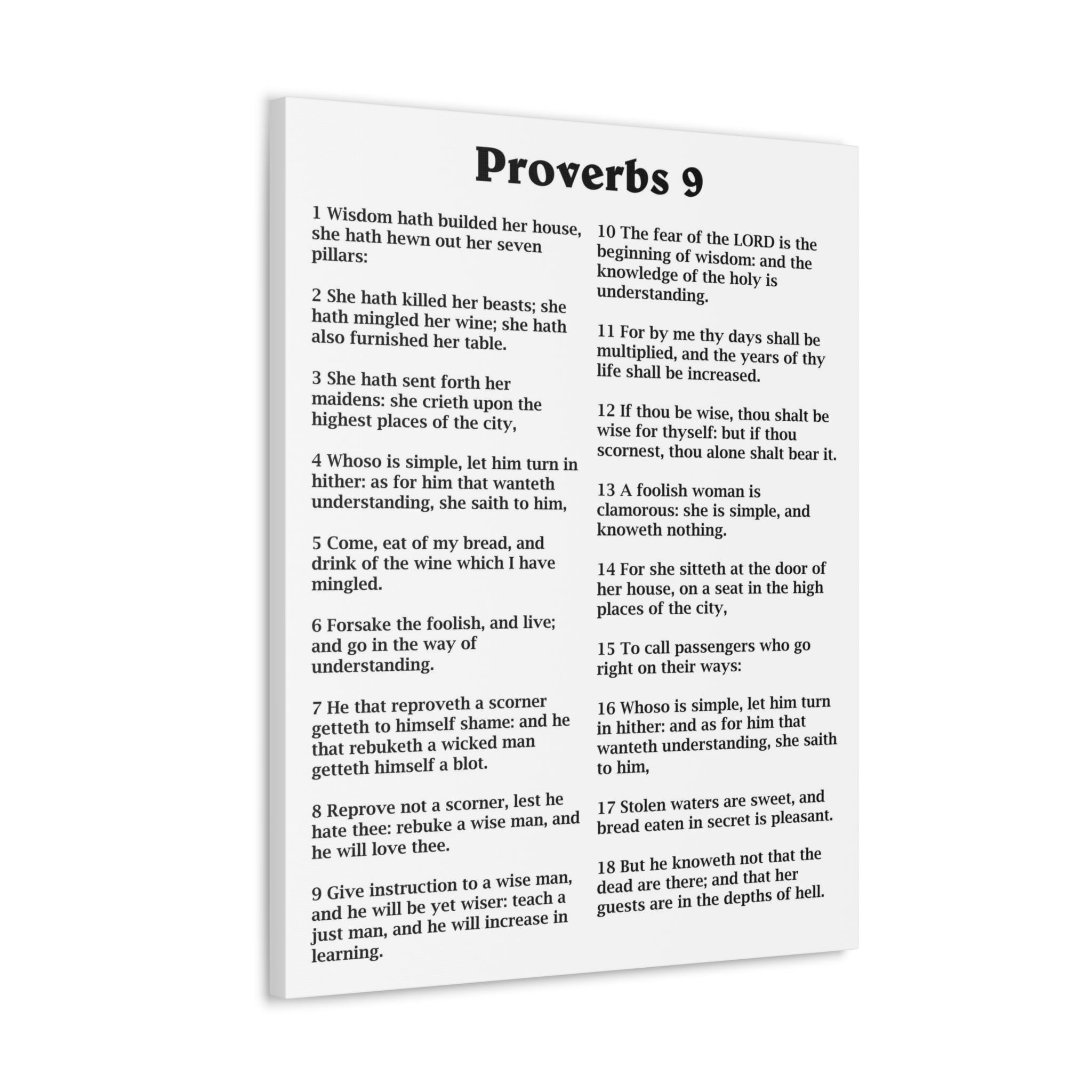 Scripture Walls Proverbs 9 Chapter White Bible Canvas Christian Wall ...