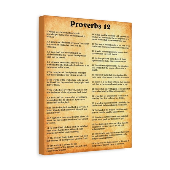 Scripture Walls Proverbs Chapter 12 Gold Bible Canvas Christian Wall ...