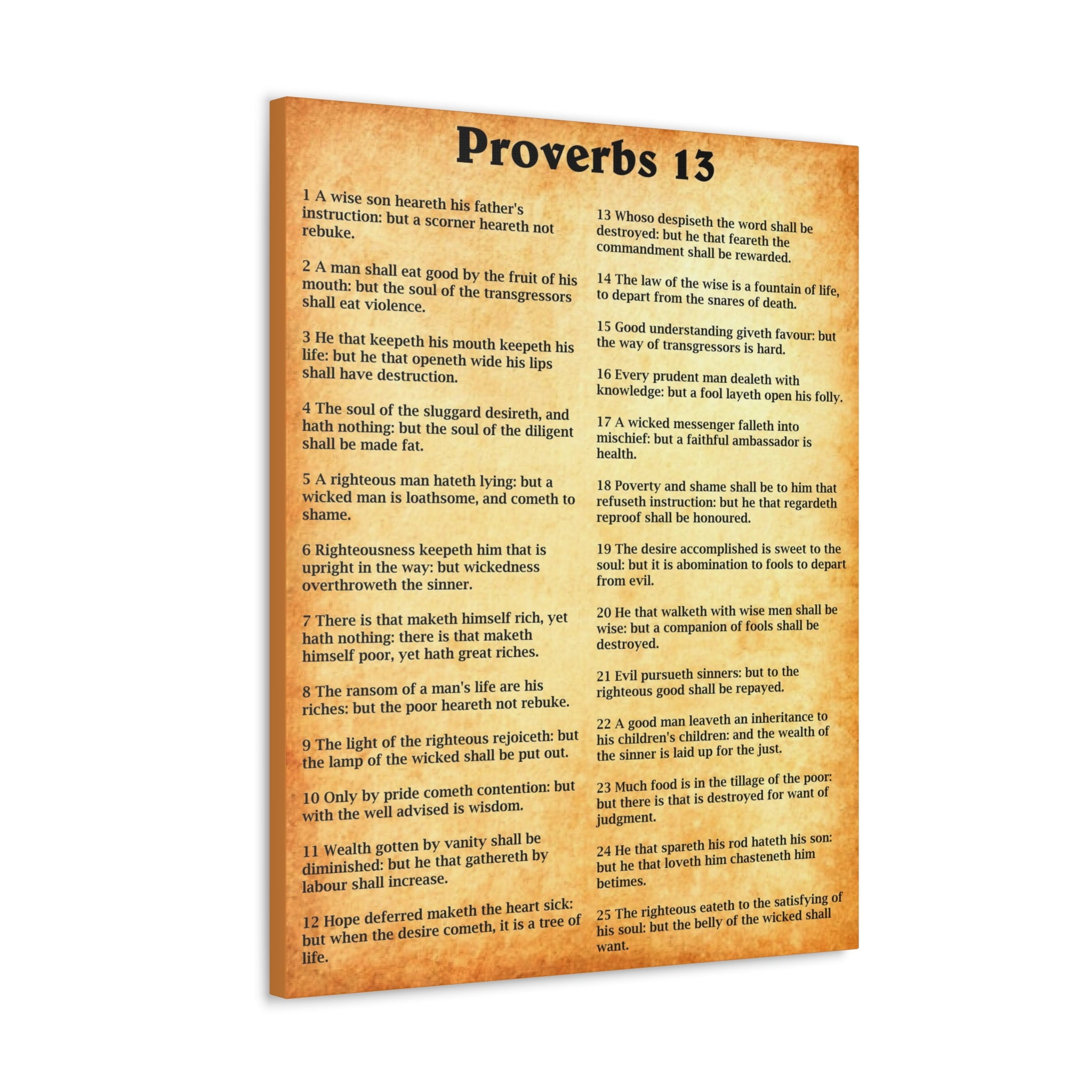 Scripture Walls Proverbs Chapter 13 Gold Bible Canvas Christian Wall
