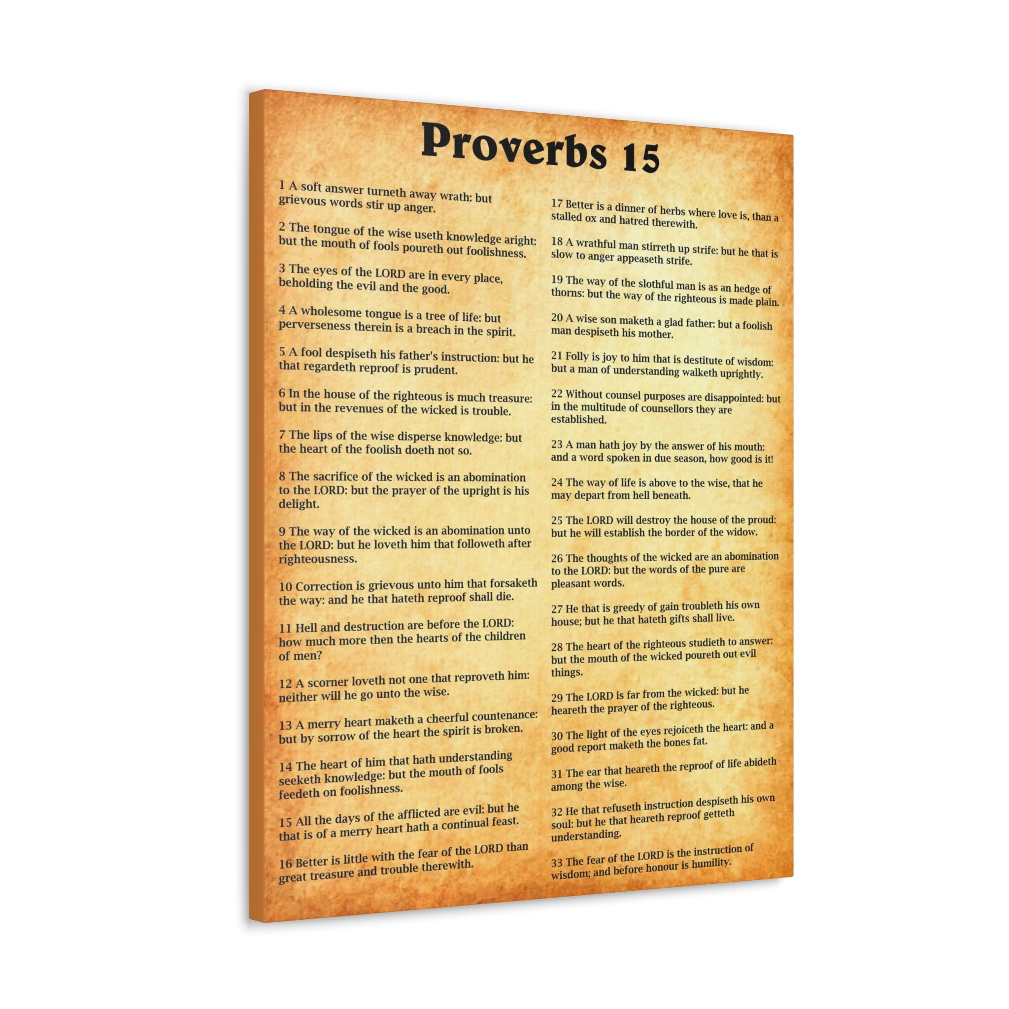 Scripture Walls Proverbs Chapter 15 Gold Bible Canvas Christian Wall