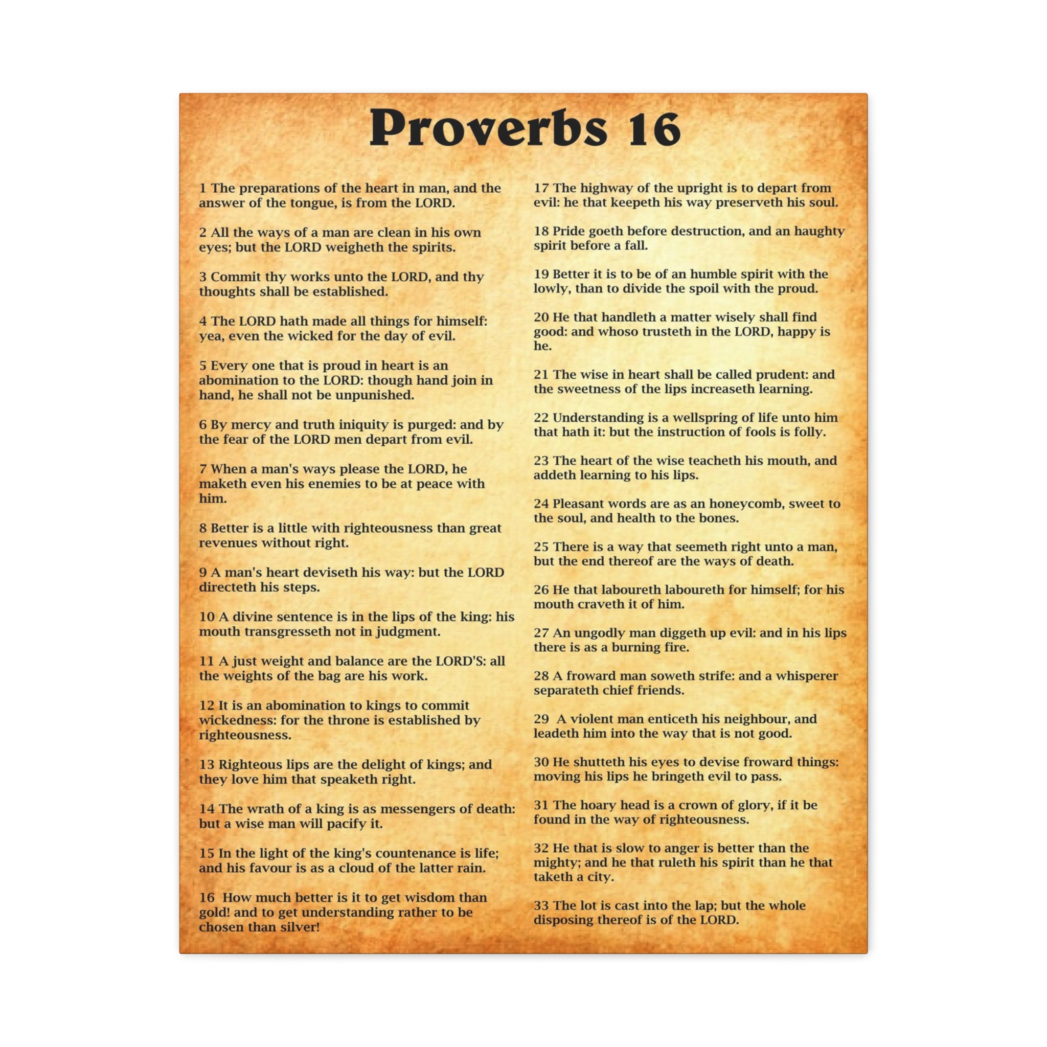 Scripture Walls Proverbs Chapter 16 Gold Bible Canvas Christian Wall ...