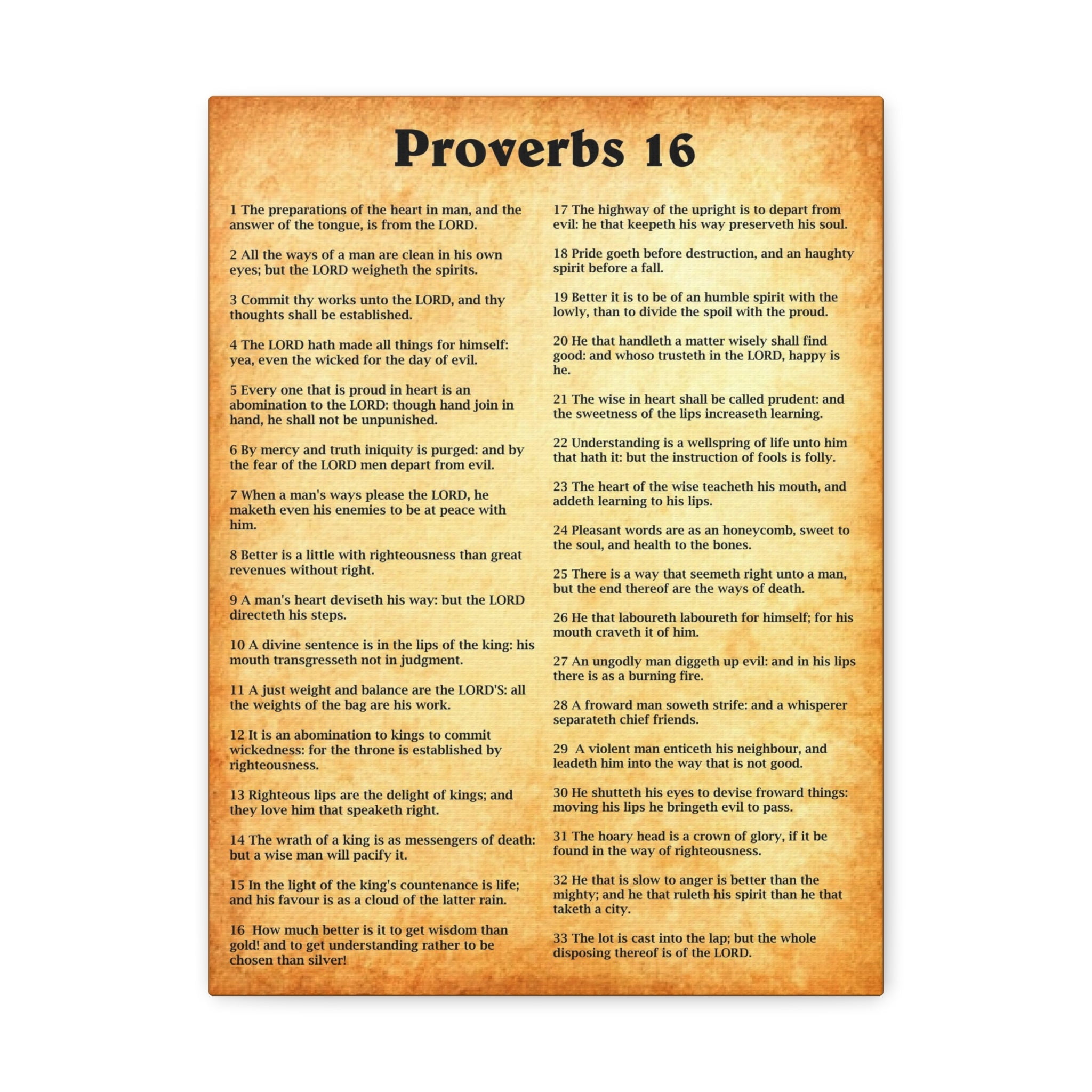 Scripture Walls Proverbs Chapter 16 Gold Bible Canvas Christian Wall