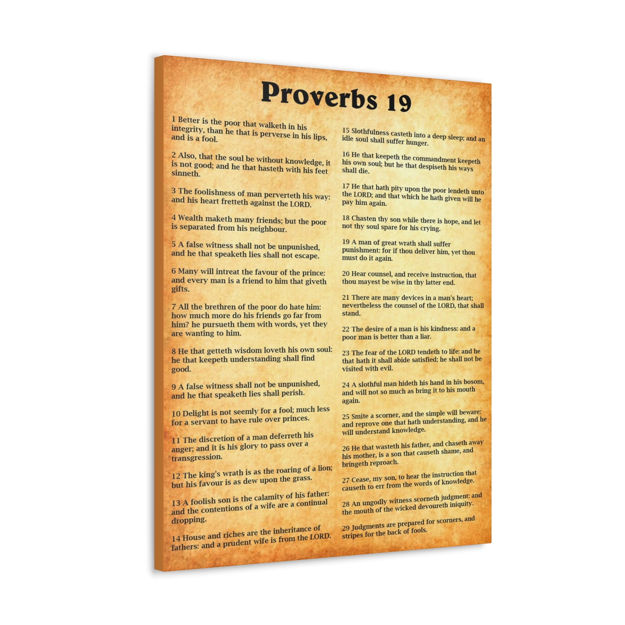 Scripture Walls Proverbs Chapter 19 Gold Bible Canvas Christian Wall