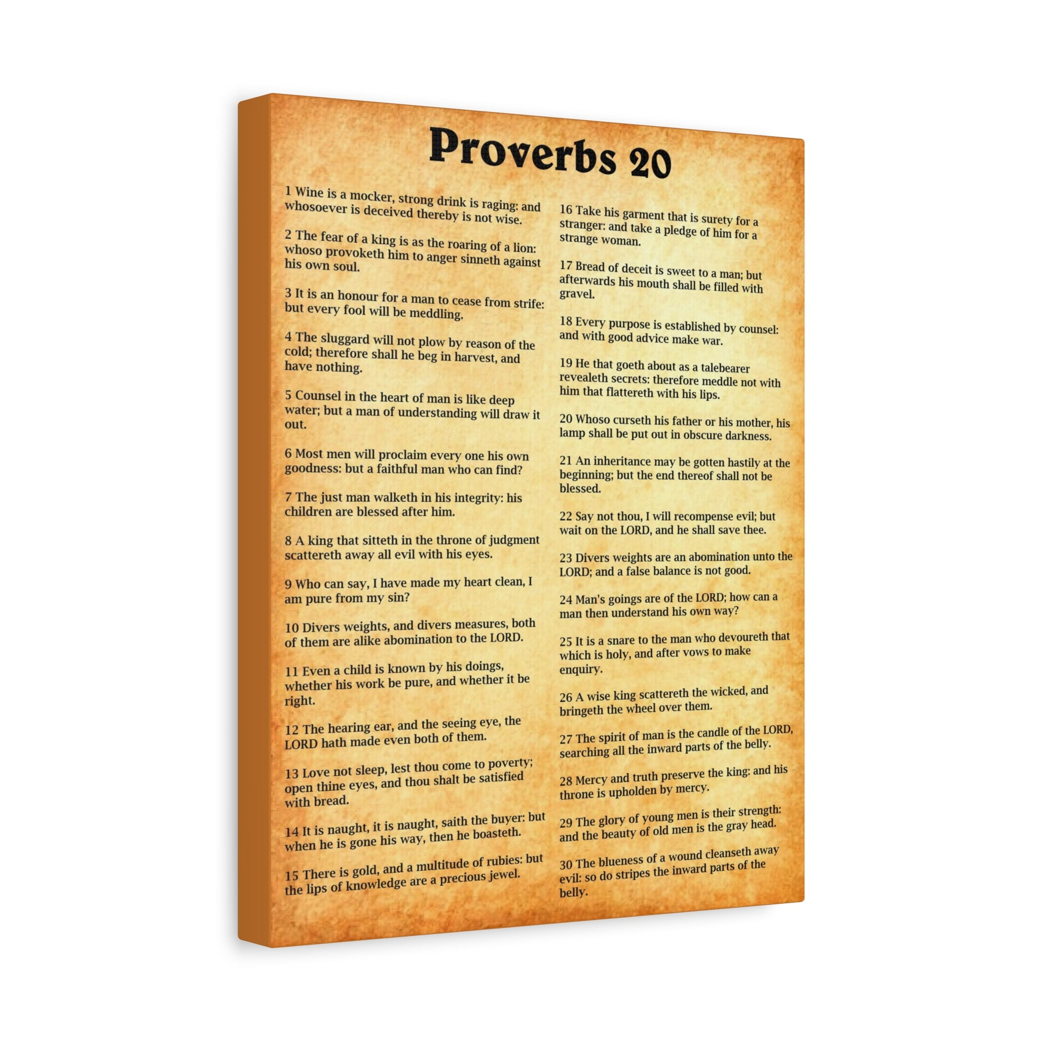 Scripture Walls Proverbs Chapter 20 Gold Bible Canvas Christian Wall ...