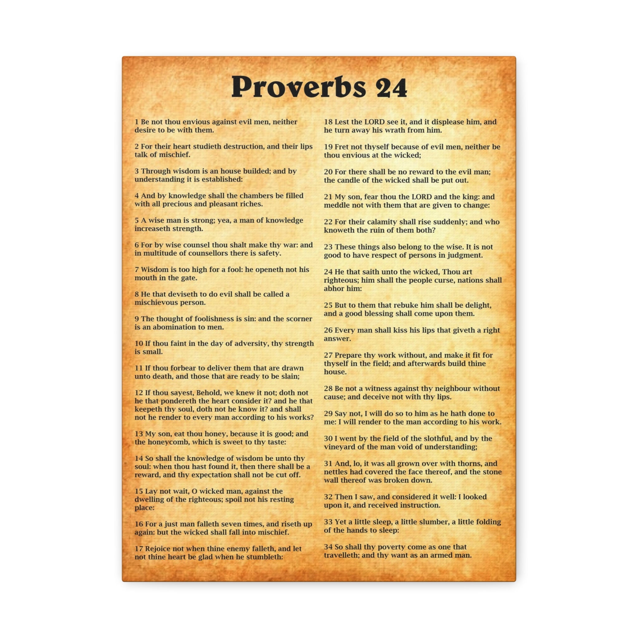 Scripture Walls Proverbs Chapter 24 Gold Bible Canvas Christian Wall