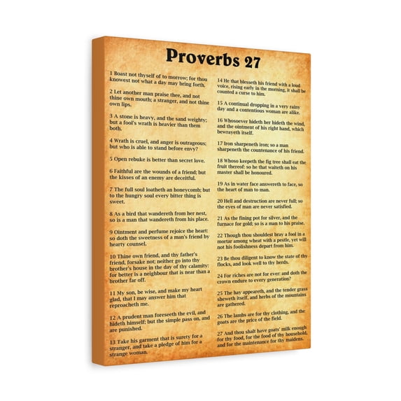 Scripture Walls Proverbs Chapter 27 Gold Bible Canvas Christian Wall ...