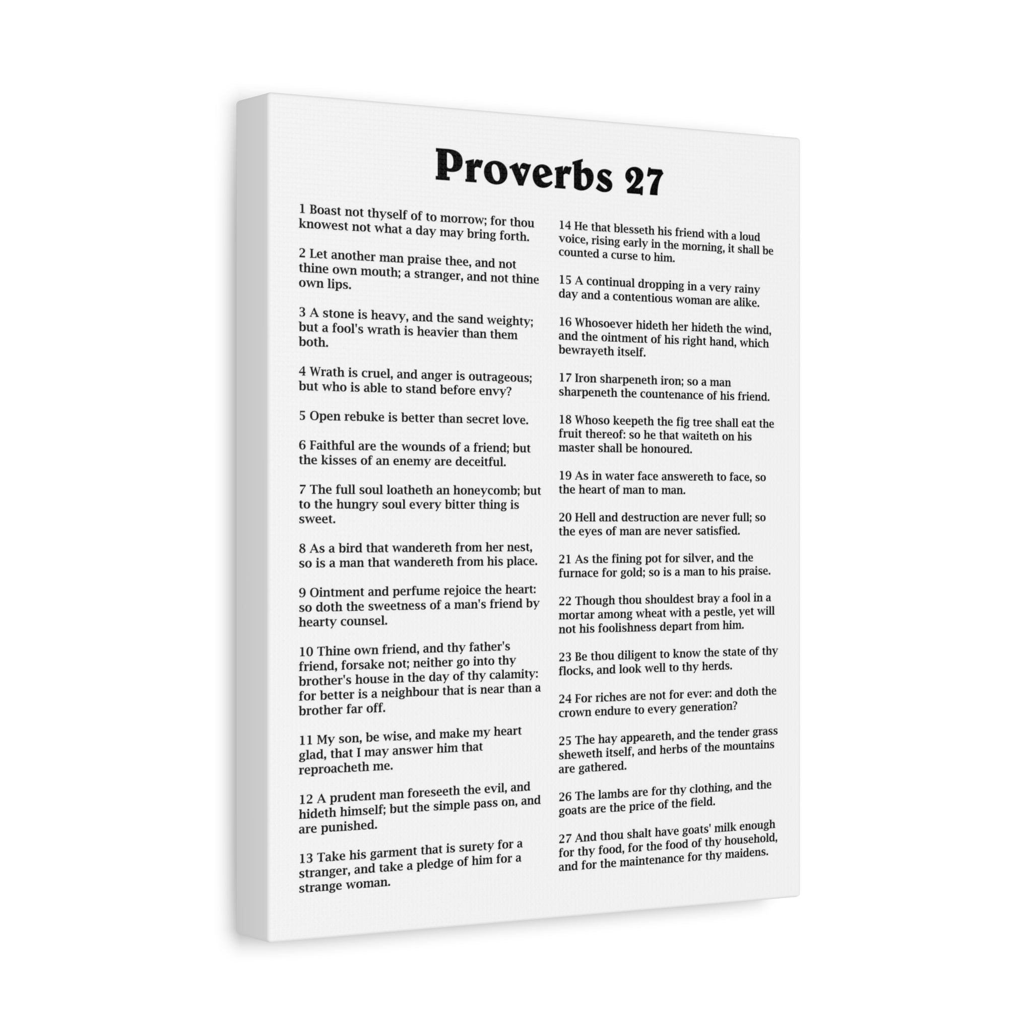 Scripture Walls Proverbs Chapter 27 White Bible Canvas Christian Wall ...